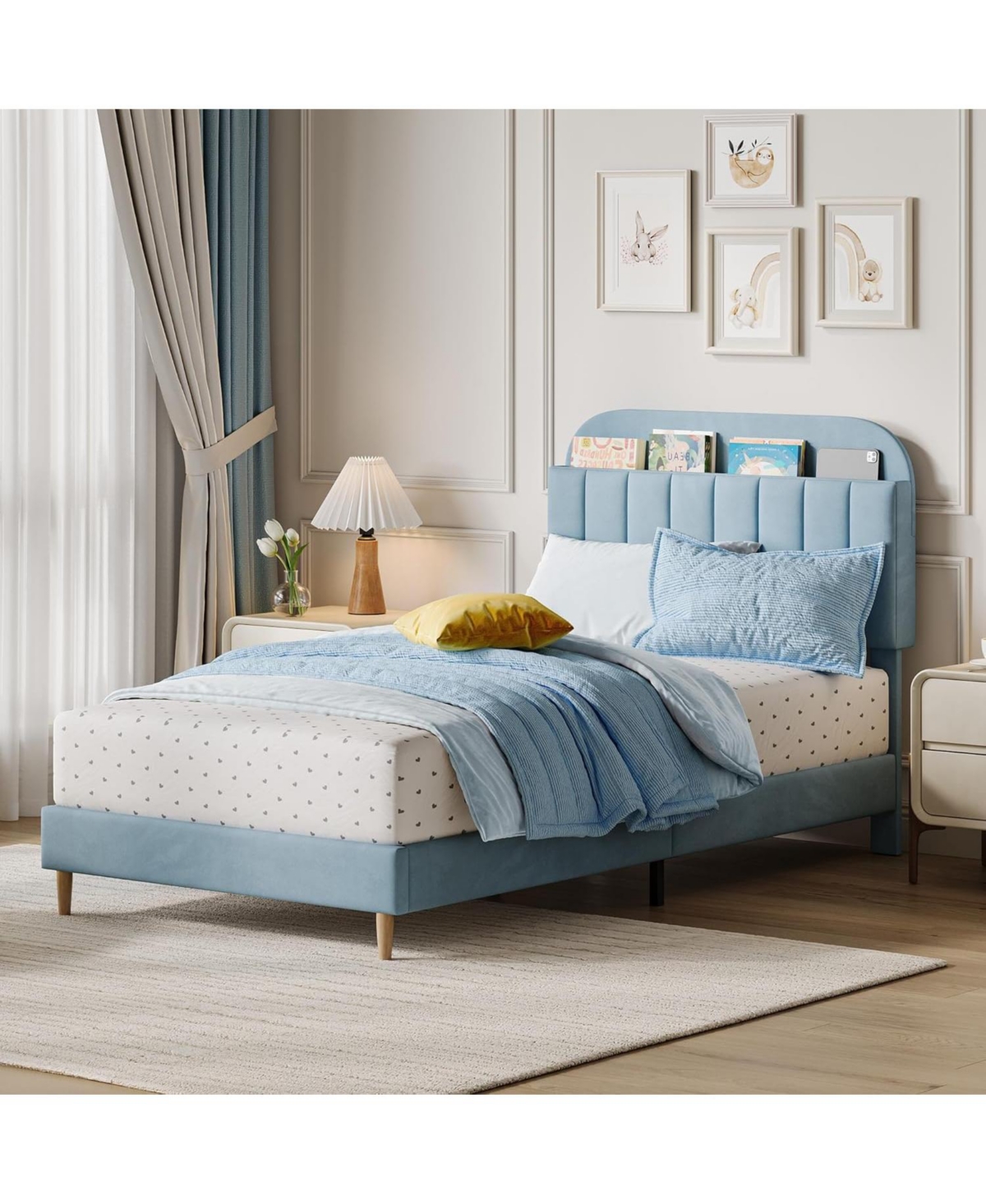 Click here for gaomon Upholstered Bed Frame with 4 Storage Drawer... prices