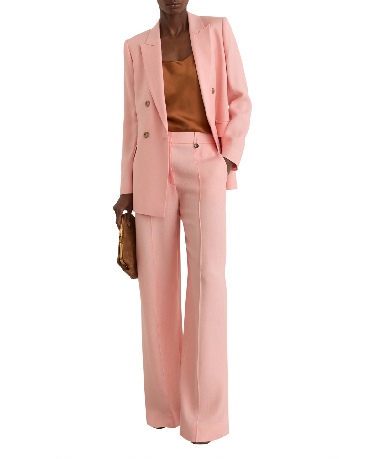 Click here for Reiss Womens Wide-Leg Suit Trouser Pants - Pink prices