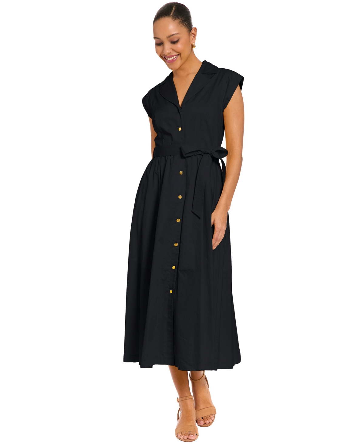 Click here for London Times Womens Belted V-Neck Shirt Dress - Bl... prices