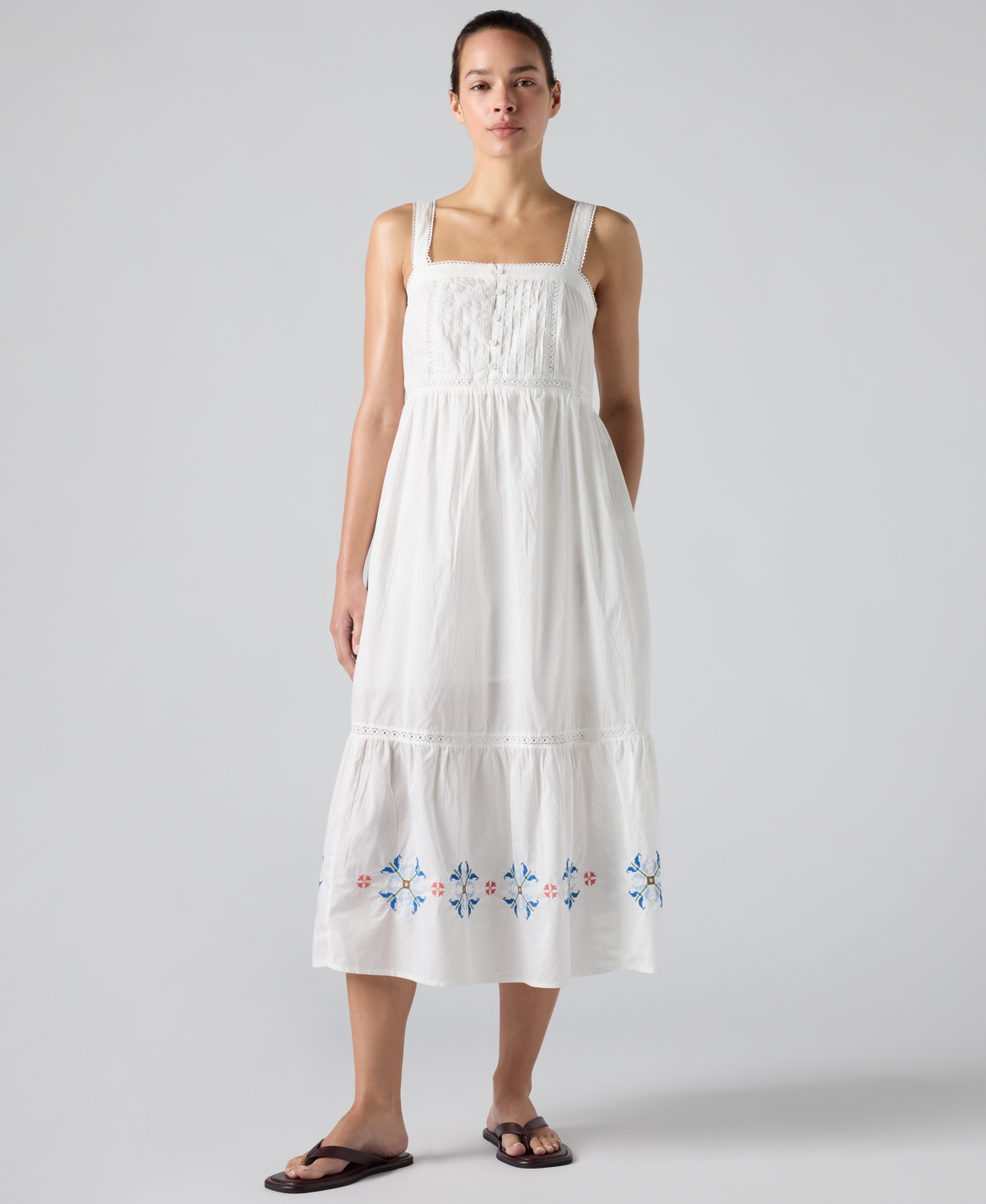 Click here for Levis Womens Mimi Square Neck Tiered Midi Dress -... prices