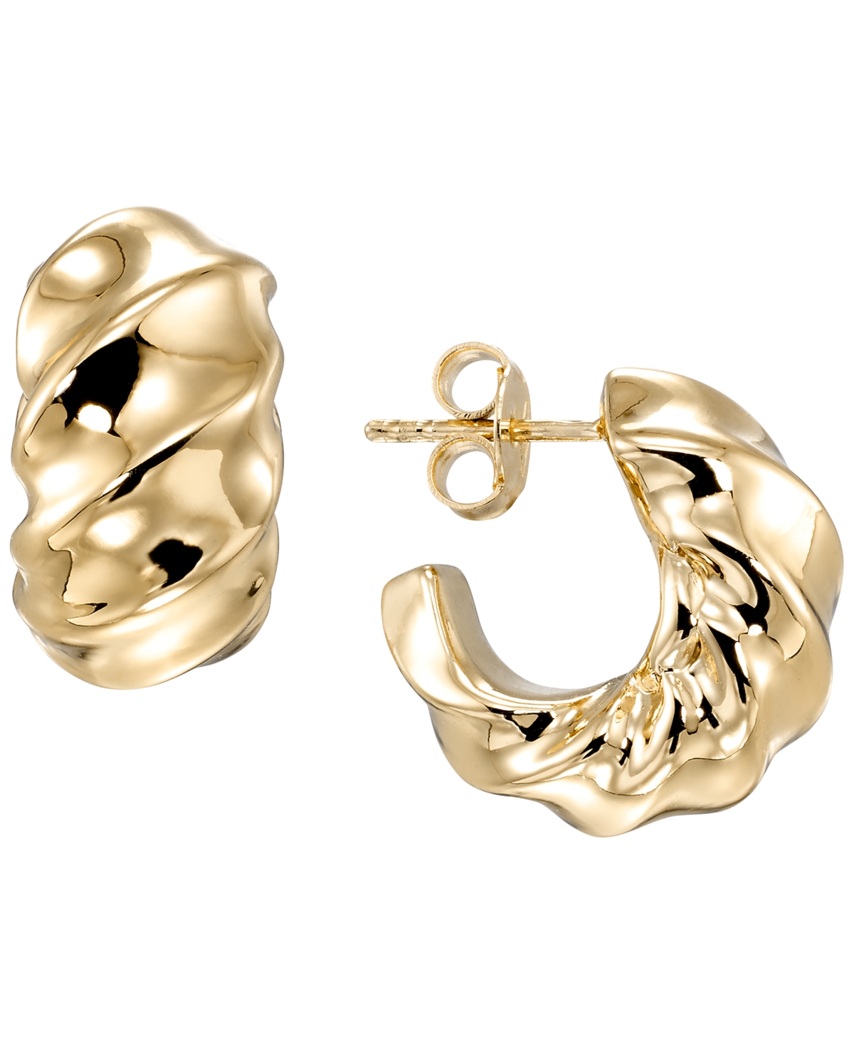 Click here for Italian Gold Shrimp C Shape Hoop Earrings in 10k Y... prices