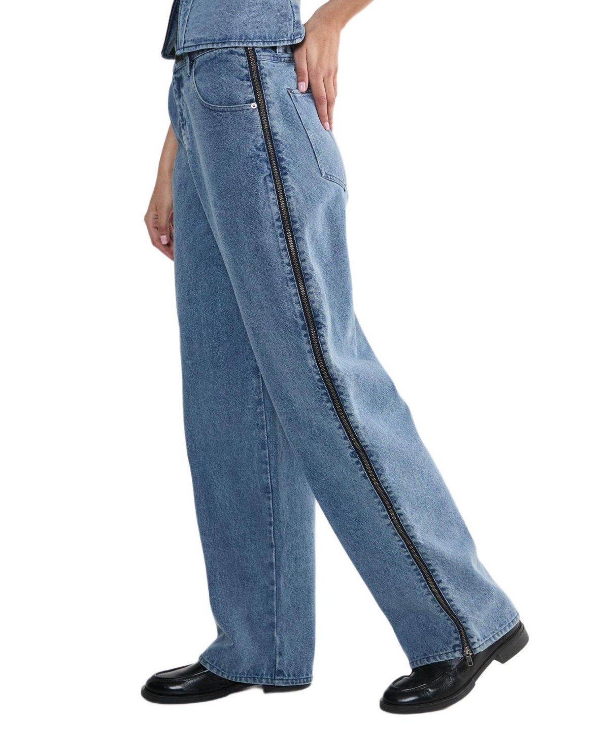 Click here for Nasty Gal Womens Zip Seam Detail Straight Leg Deni... prices