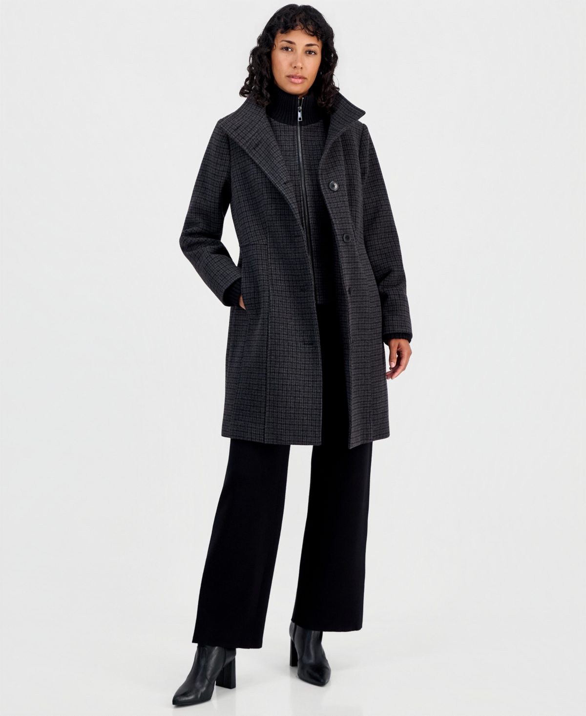 Click here for Calvin Klein Womens Knit Bibbed Walker Coat - Tbd... prices