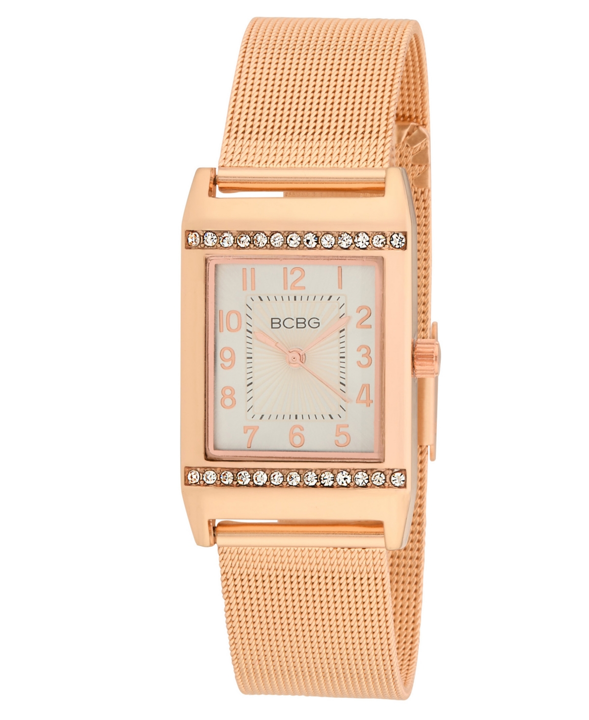 Click here for Bcbg Womens Quartz Rectangle Rose Gold Stainless S... prices