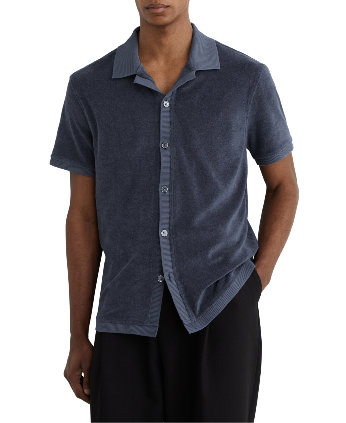 Click here for Reiss Mens Eden Toweling Shirt - Airforce Blue prices