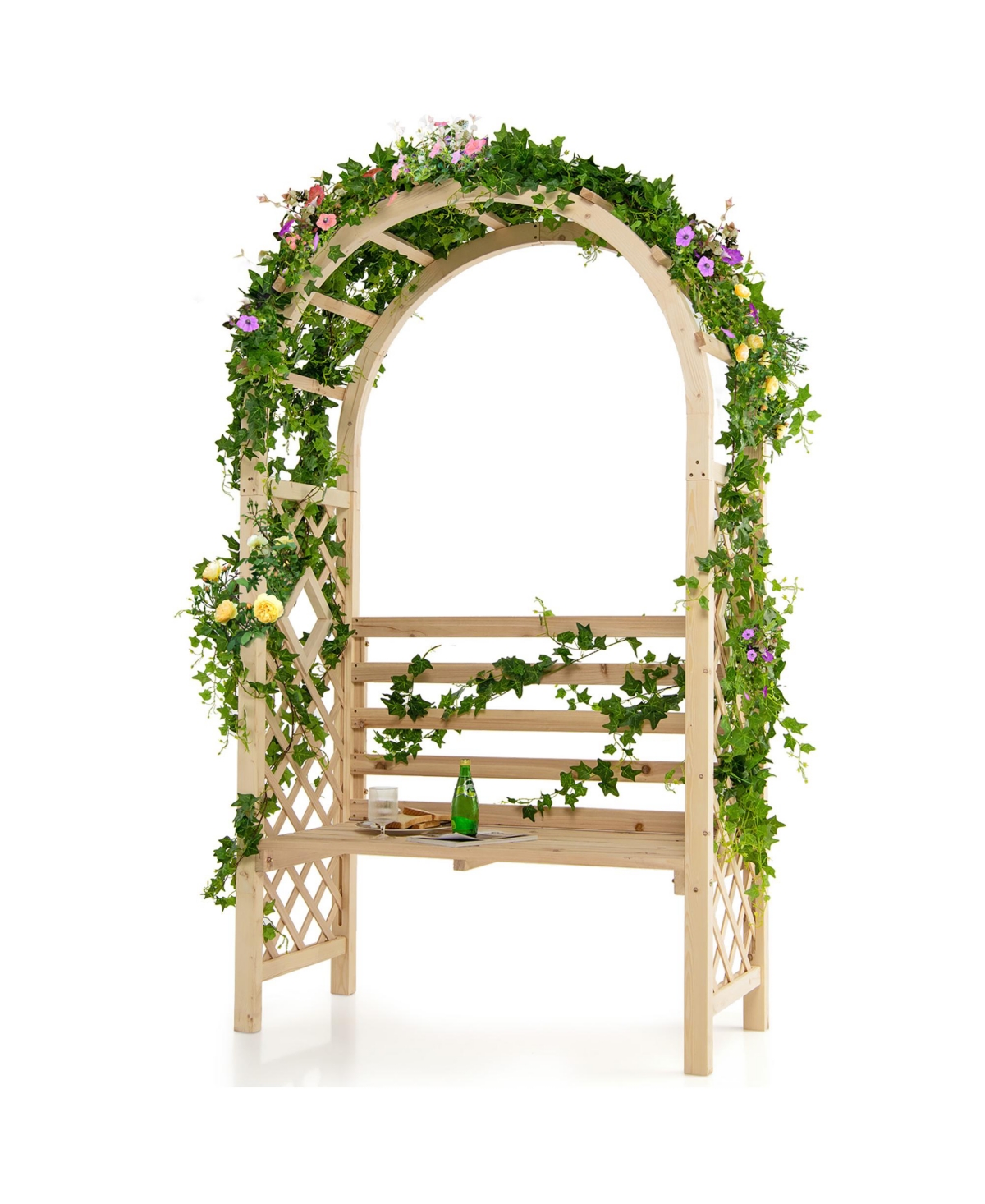 Click here for Wooden Garden Bench Arch Pergola Outdoor Arbor w/b... prices