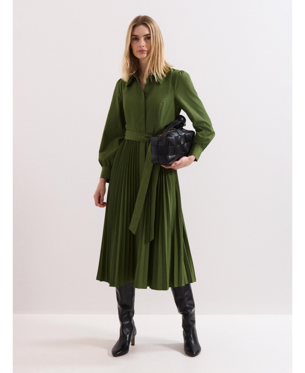 Click here for Phase Eight Womens Pleated Midi Dress - Green prices