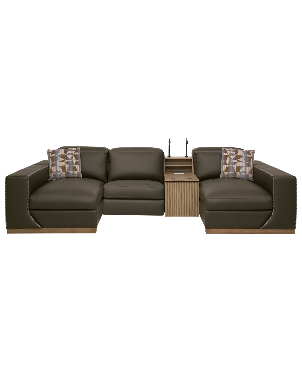 Click here for Holtman 4-Piece Leather Sectional Sofa with 1 Powe... prices