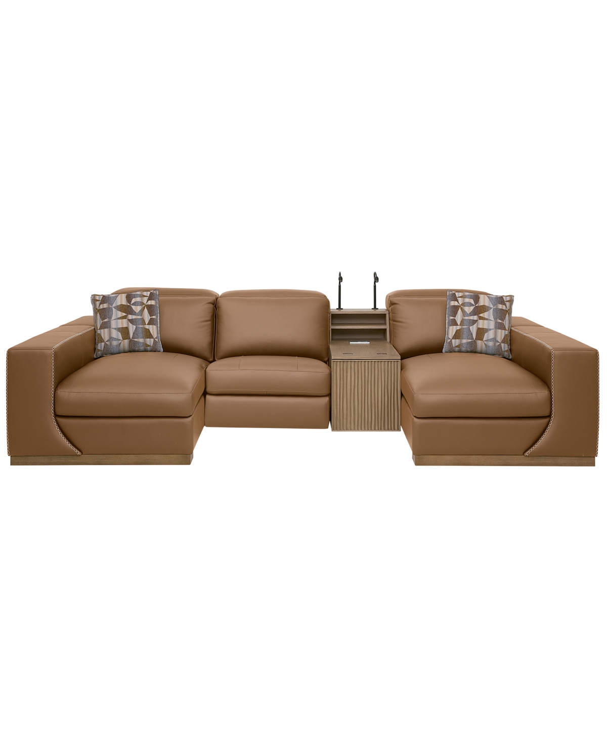 Click here for Holtman 4-Piece Leather Sectional Sofa with 1 Powe... prices