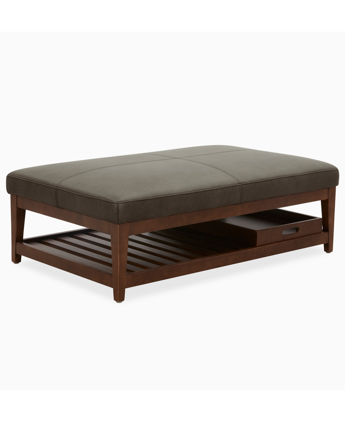 Click here for Jacey 17 Leather Rectangle Wood Tray Ottoman - Cac... prices
