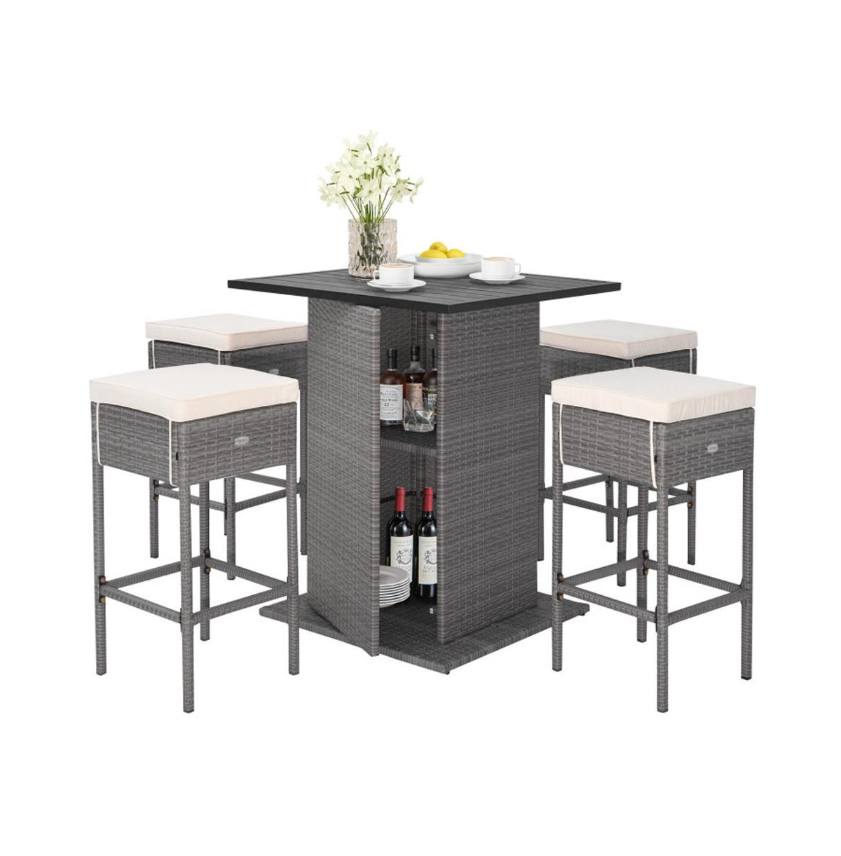 Click here for Boyel Living 5 Pieces Outdoor Wicker Bar Table Set... prices