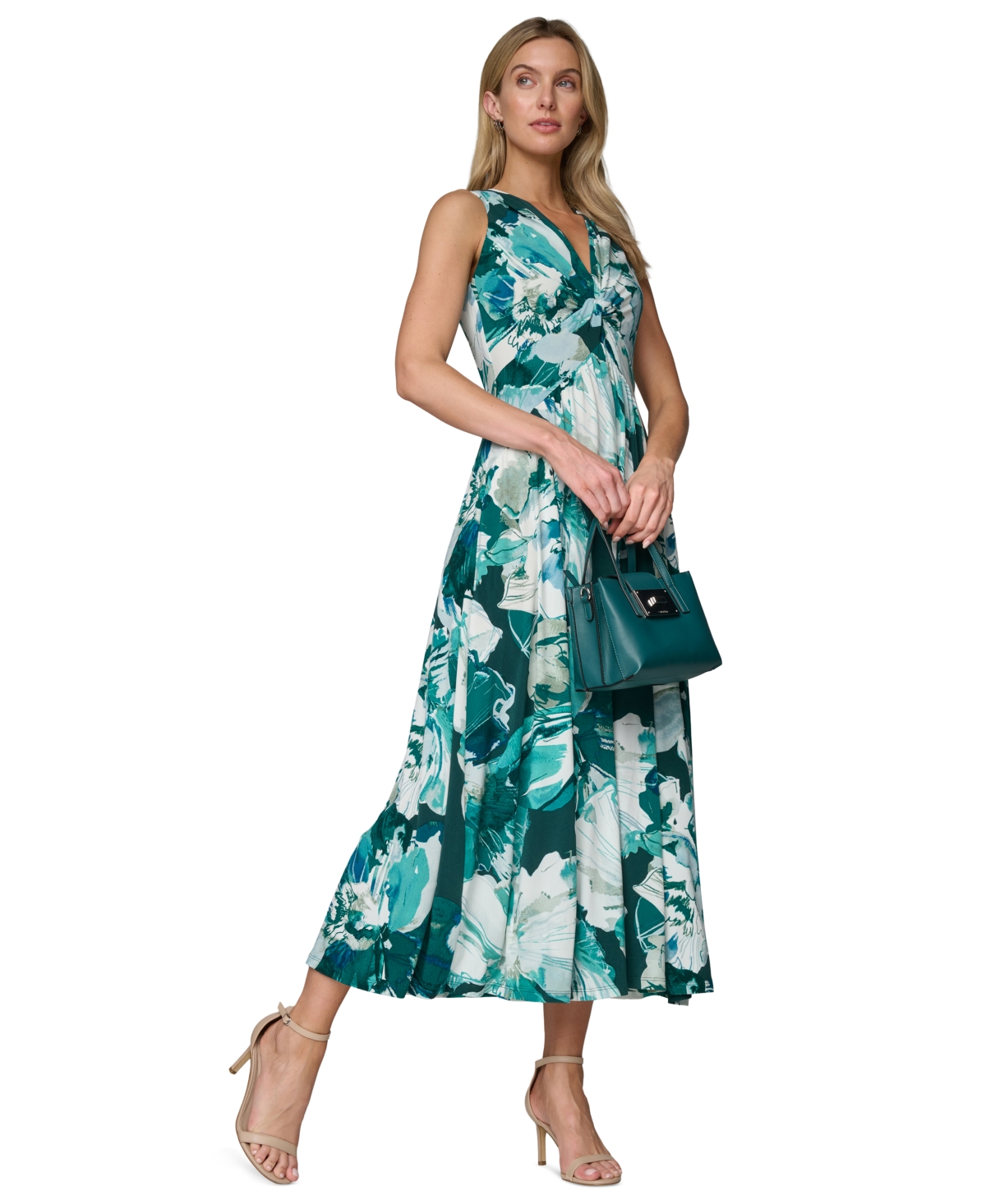 Click here for Calvin Klein Womens V-Neck Zip-Back Midi Dress - M... prices