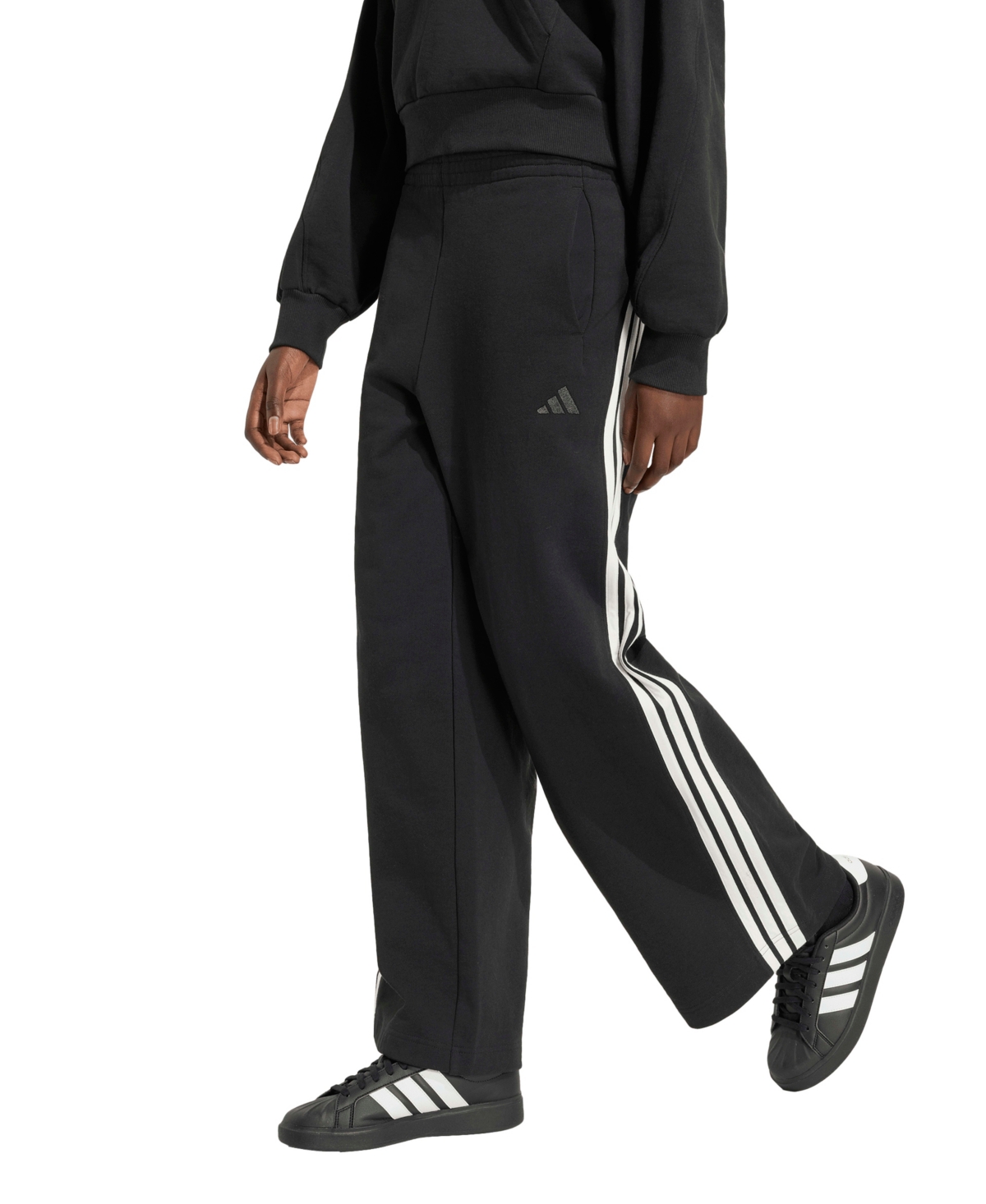 Click here for adidas Womens 3-Stripes Wide Pants - Black/Off Whi... prices