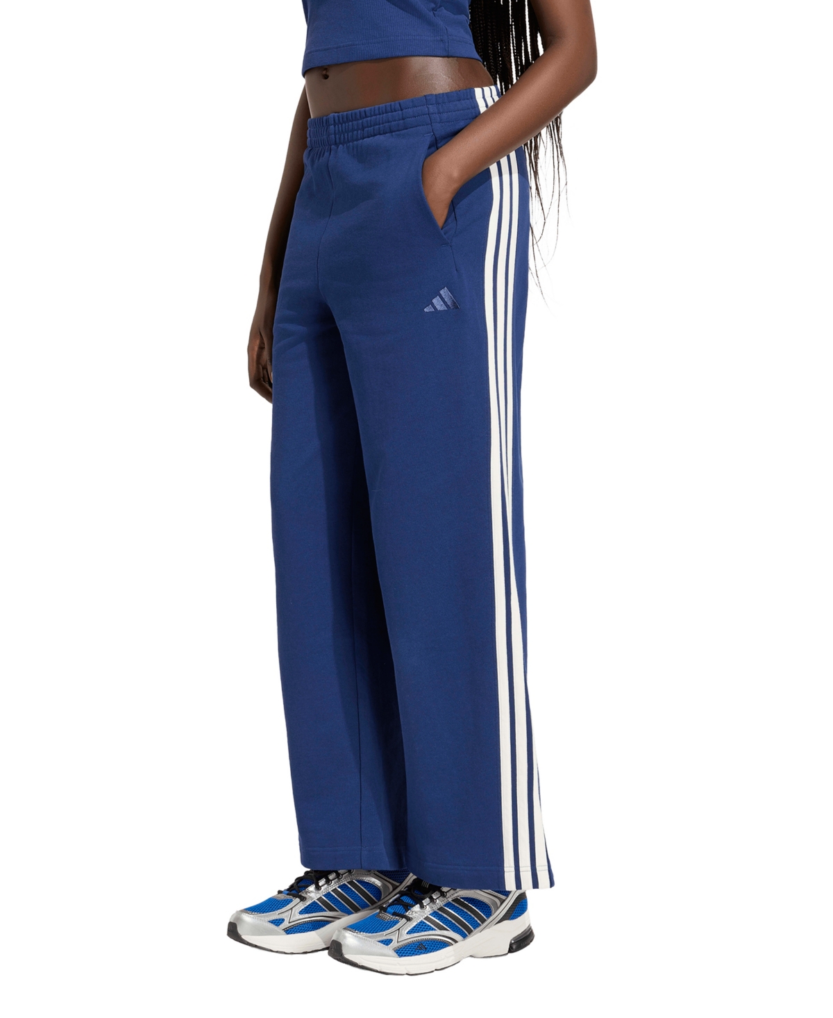 Click here for adidas Womens 3-Stripes Wide Pants - Dark Blue/Off... prices