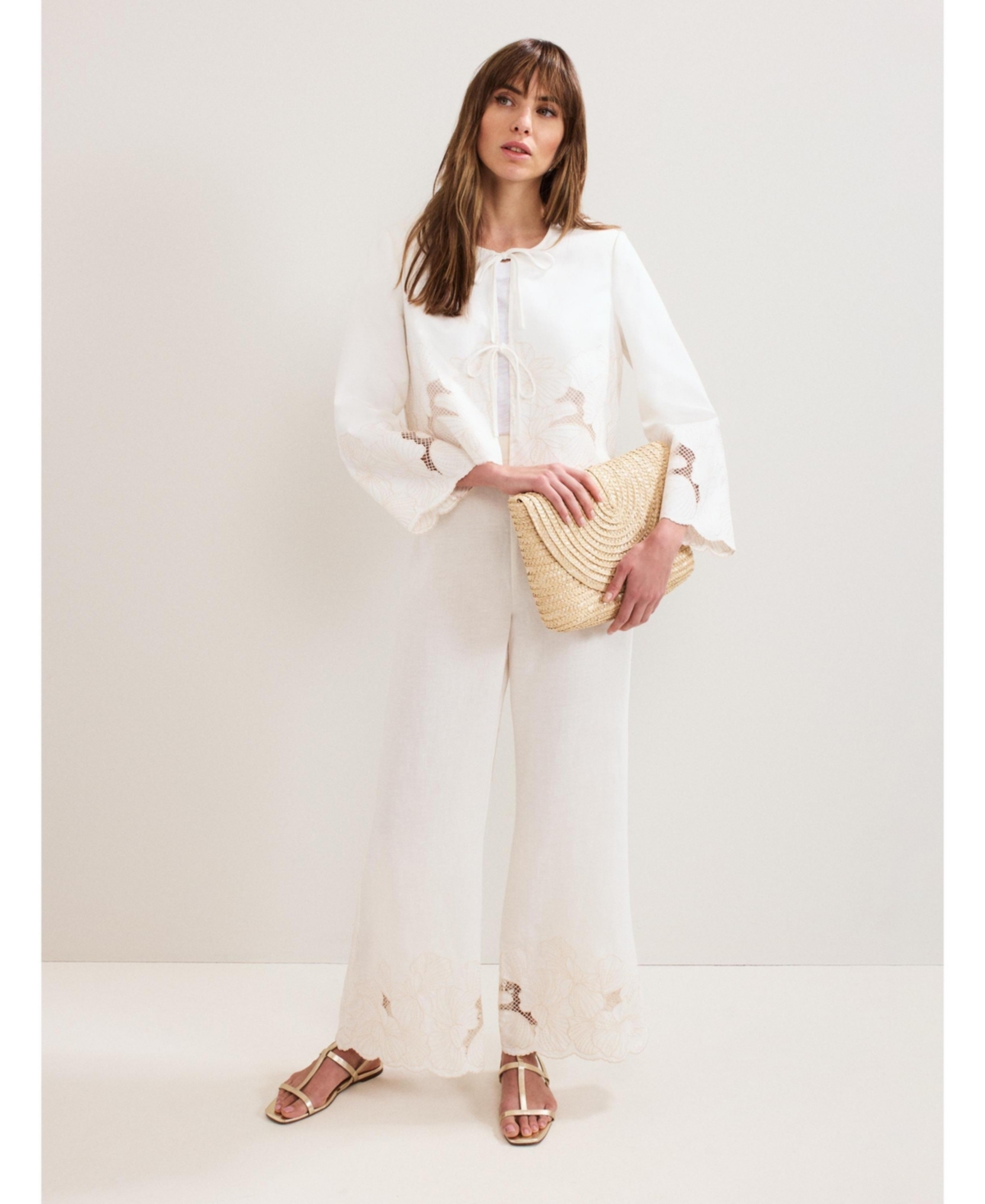 Click here for Phase Eight Womens Svea Wide-Leg Broderie Trousers... prices
