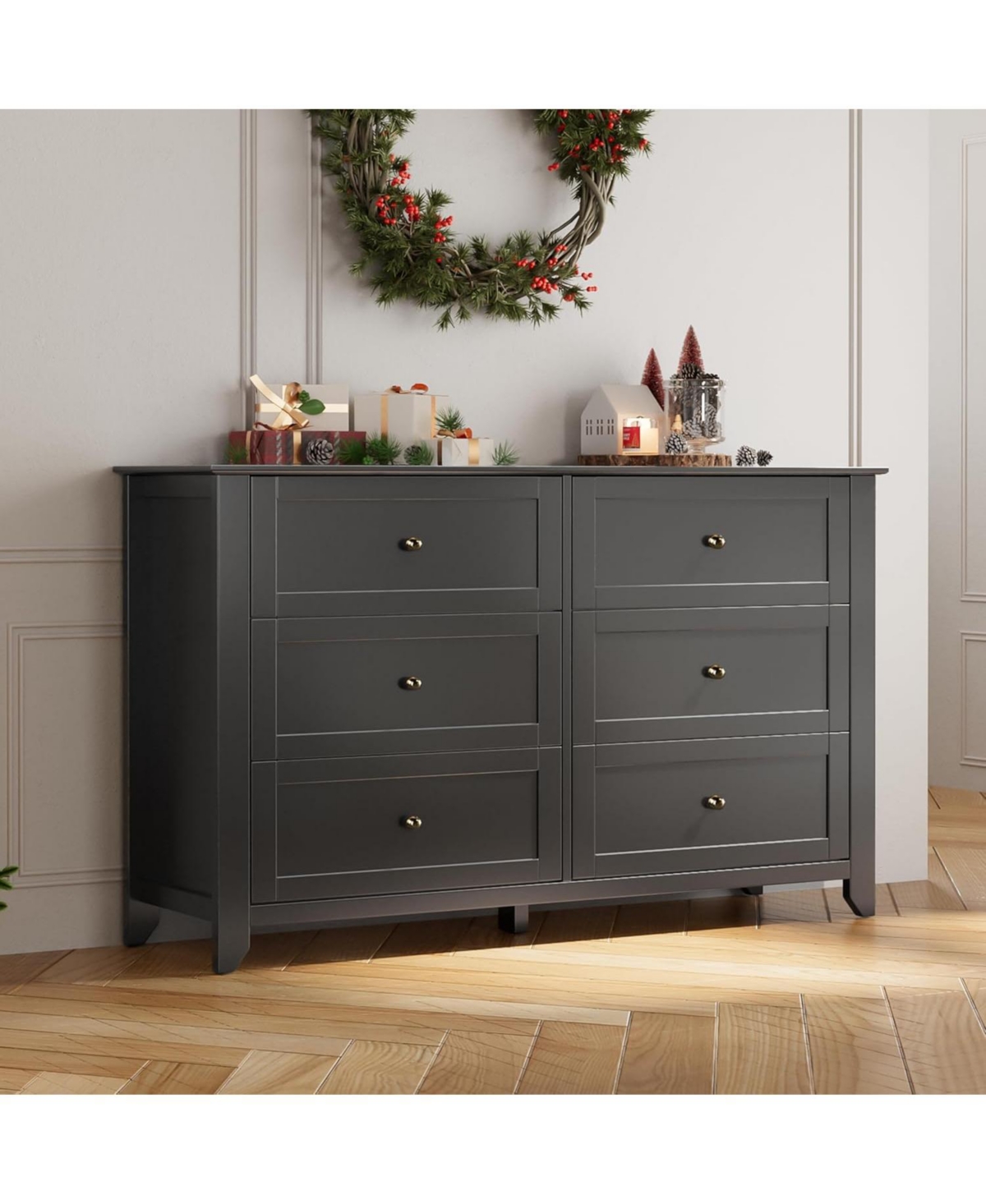 Click here for gaomon Modern 6 Drawer Wood Dresser with Nickel Ha... prices