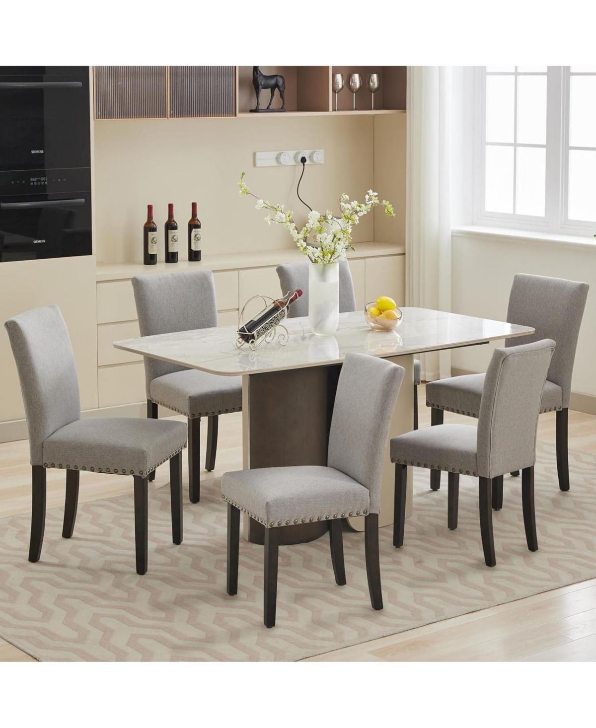 Click here for gaomon Upholstered Dining Chairs Set of 6  Fabric... prices