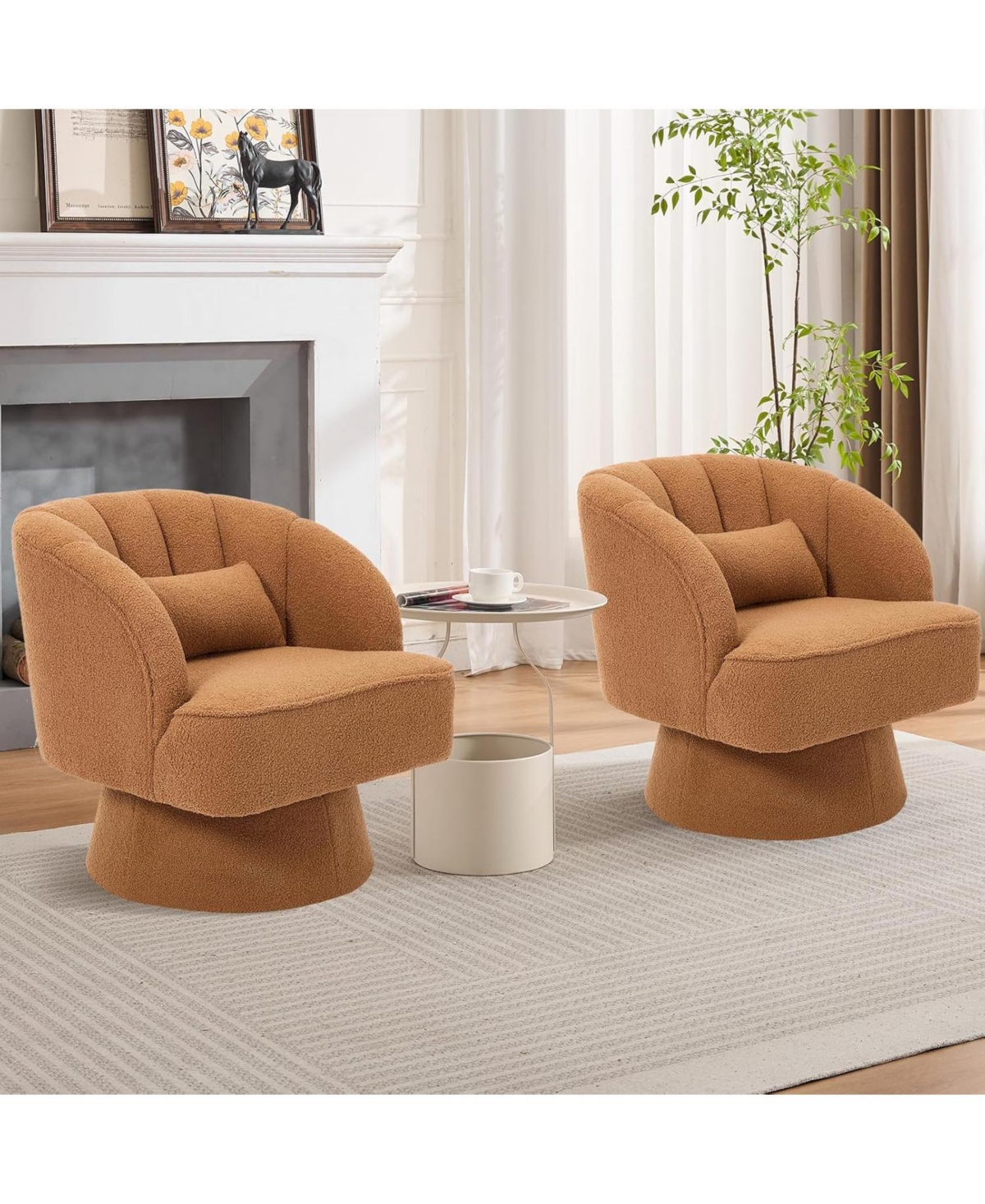 Click here for gaomon Modern Swivel Barrel Accent Chair  Teddy Fa... prices