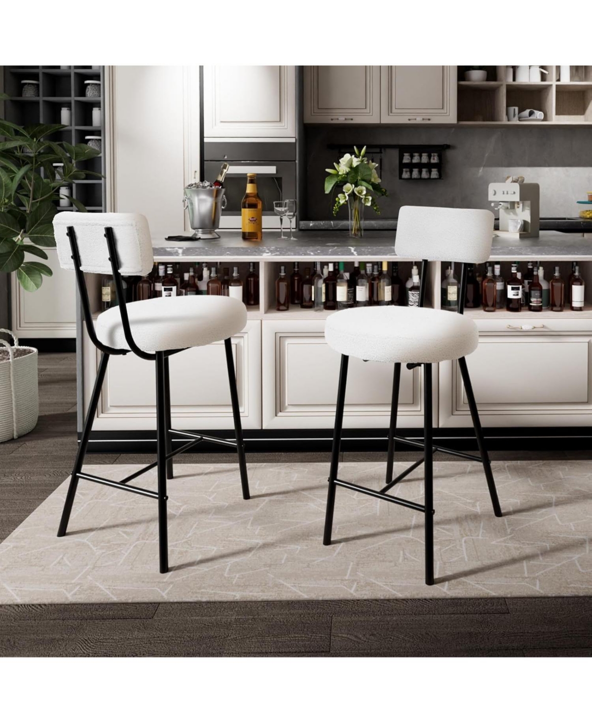 Click here for homfan Set of 2 Modern Upholstered Bar Stools  Cur... prices