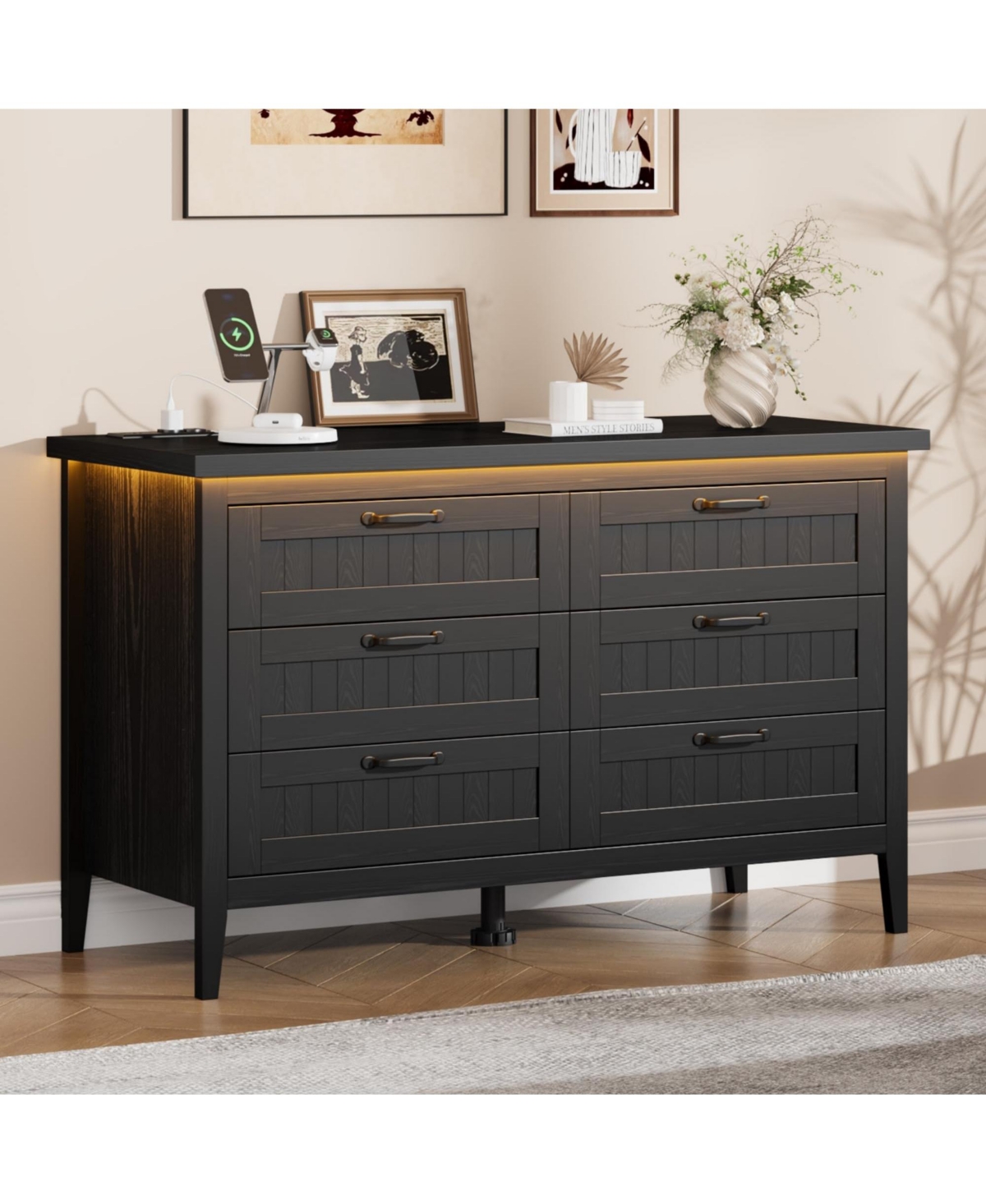 Click here for homfan Led Dresser with Power Outlet  Drawers  Eng... prices