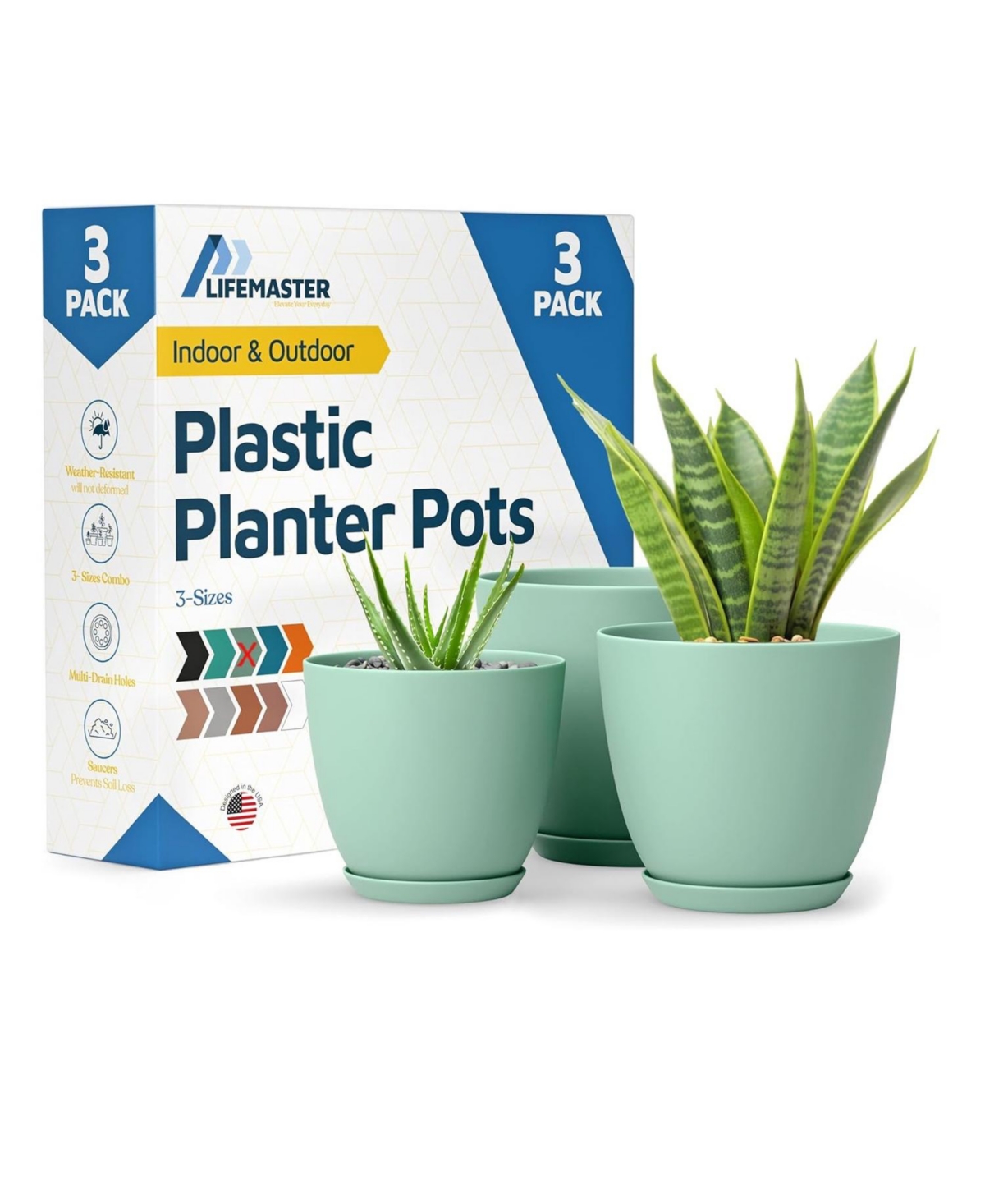 Click here for Lifemaster Mint-colored stackable plant pots with... prices