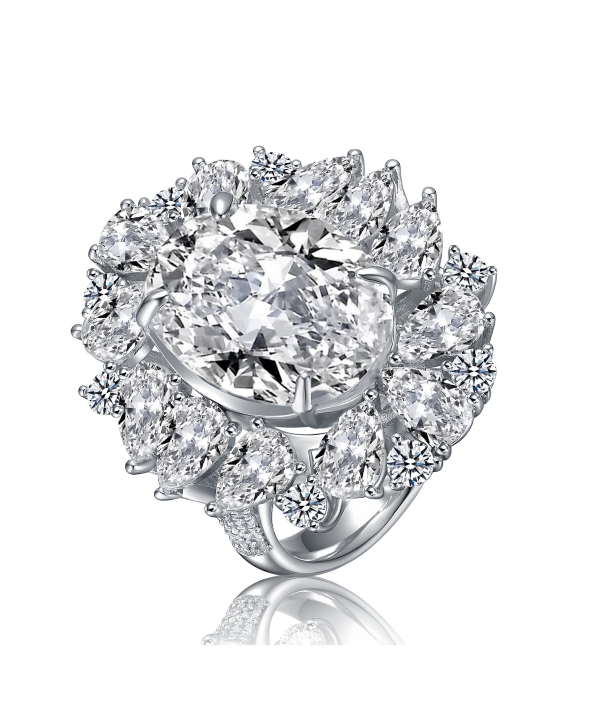 Click here for White Gold Plated with Clear Cubic Zirconia Oval C... prices
