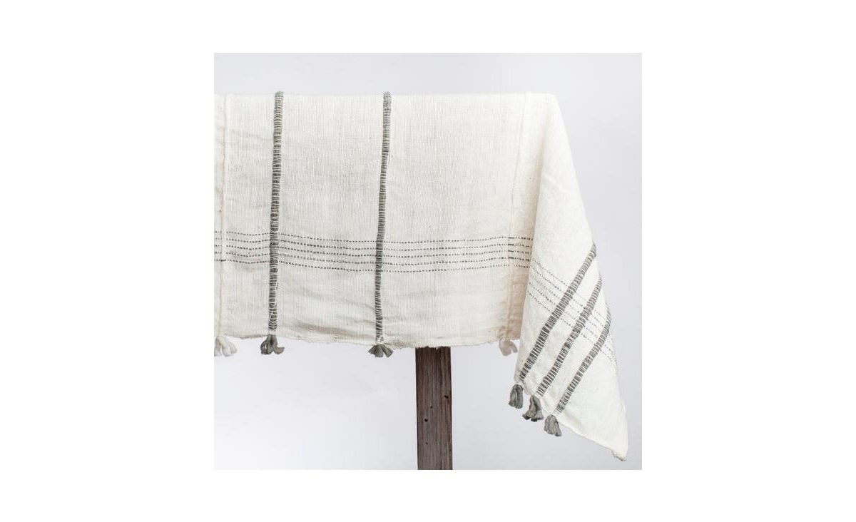 Click here for Creative Women  Ribbons Cotton Tablecloth - Grey prices