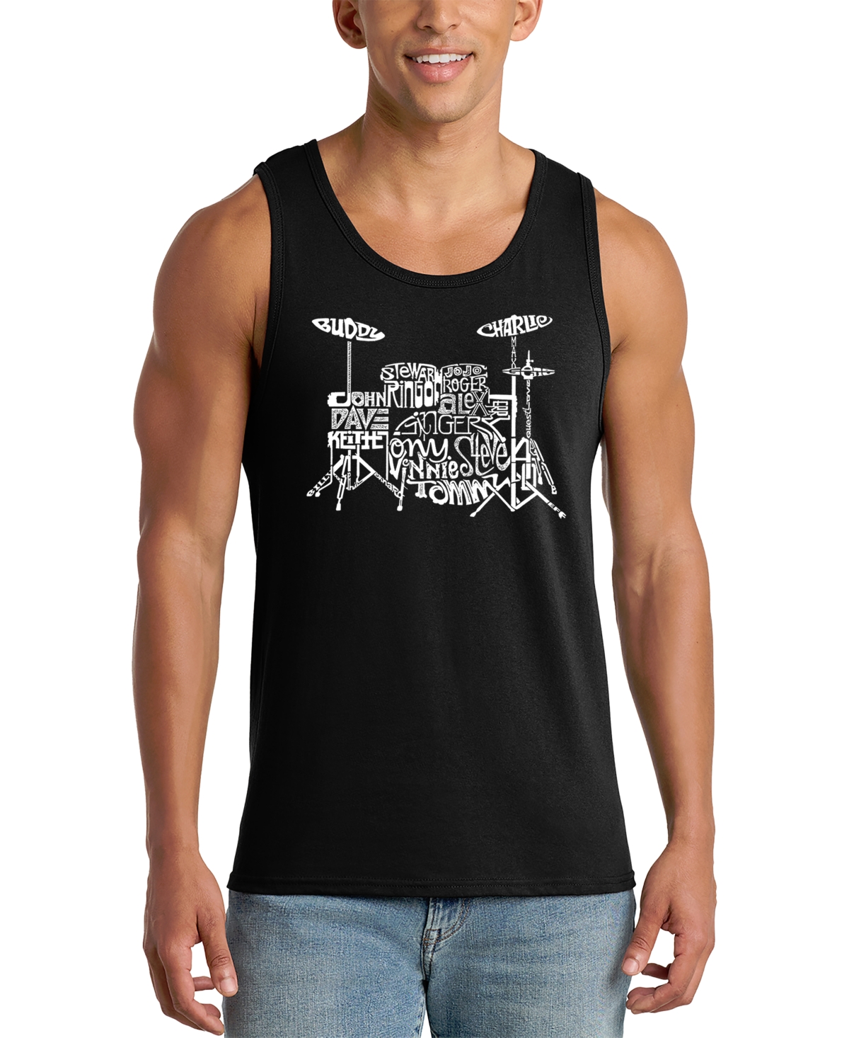 Click here for La Pop Art Mens Drum Set Word Art Graphic Tank Top... prices