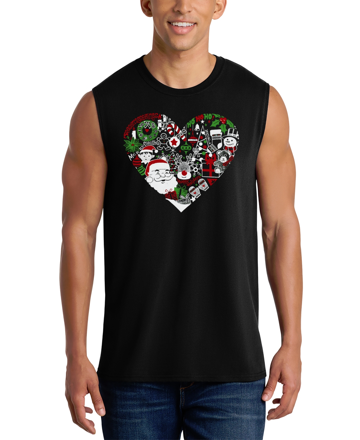 Click here for La Pop Art Mens Christmas Heart Santa Word Art Tan... prices