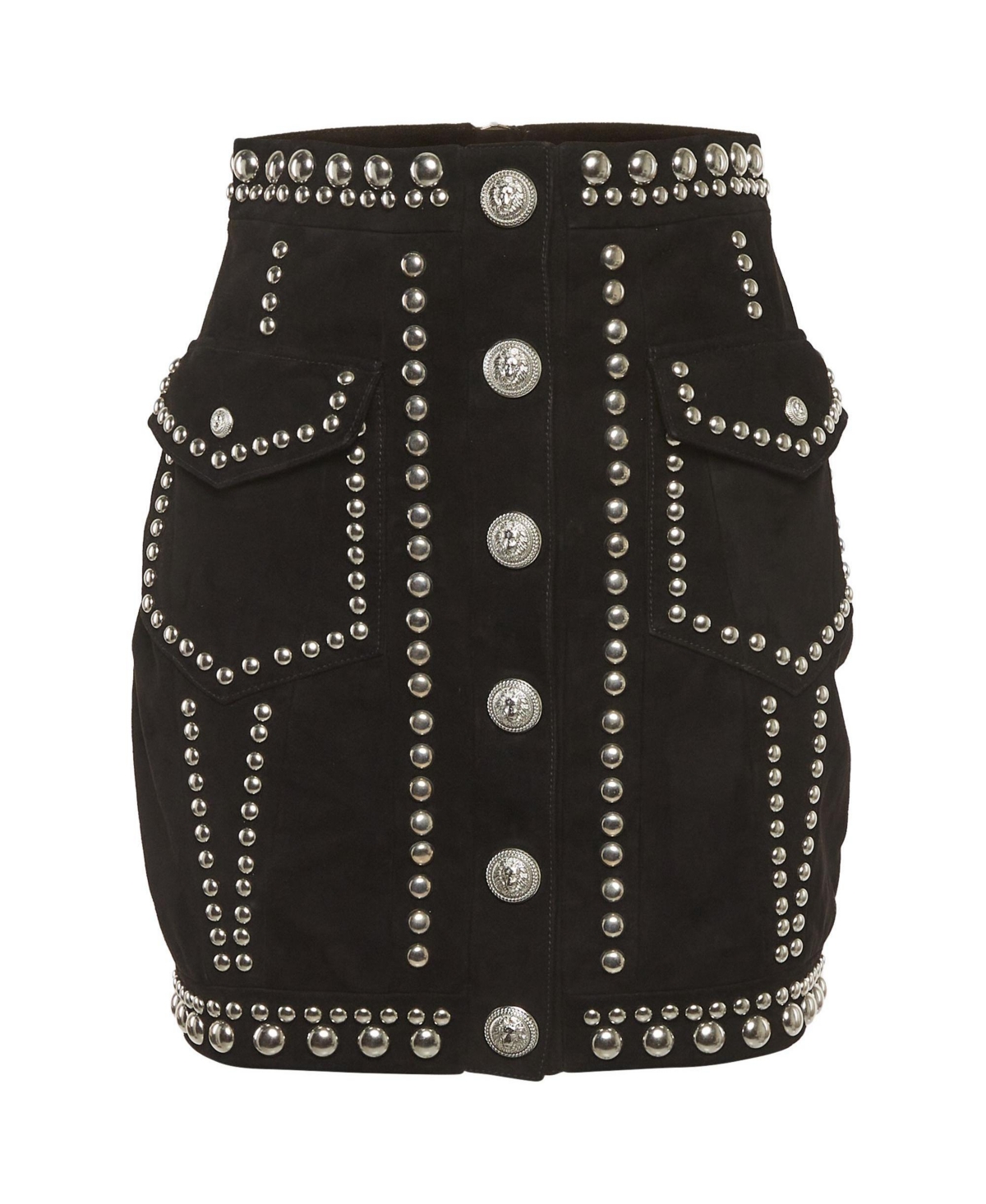 Click here for Pre-Owned Balmain Womens Studded Suede Mini Skirt prices