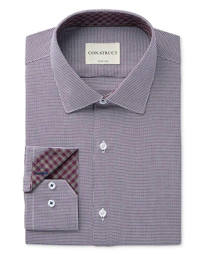 ConStruct Con.Struct Men's Slim-Fit Navy/Purple Mini-Houndstooth Dress ...
