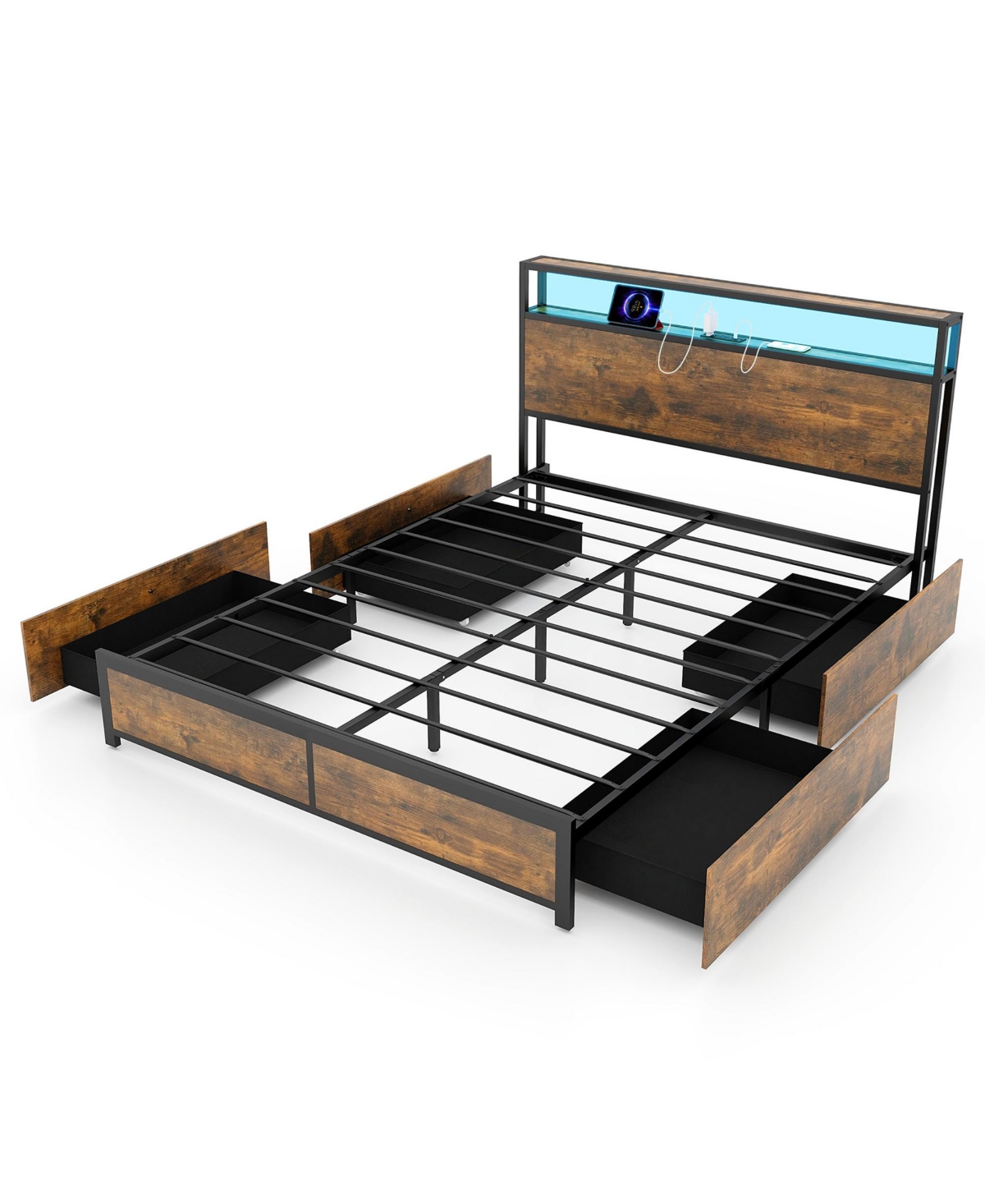 Click here for Gymax Queen Industrial Platform Bed Frame w/ Stora... prices