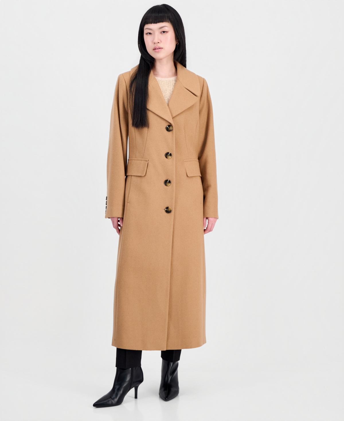 Click here for Anne Klein Womens Single-Breasted Maxi Coat - CAME... prices