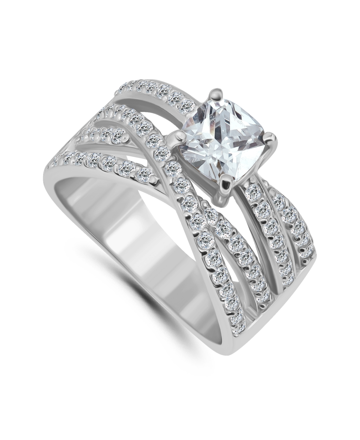 Click here for Cubic Zirconia Intertwined Band with Cushion Prong... prices