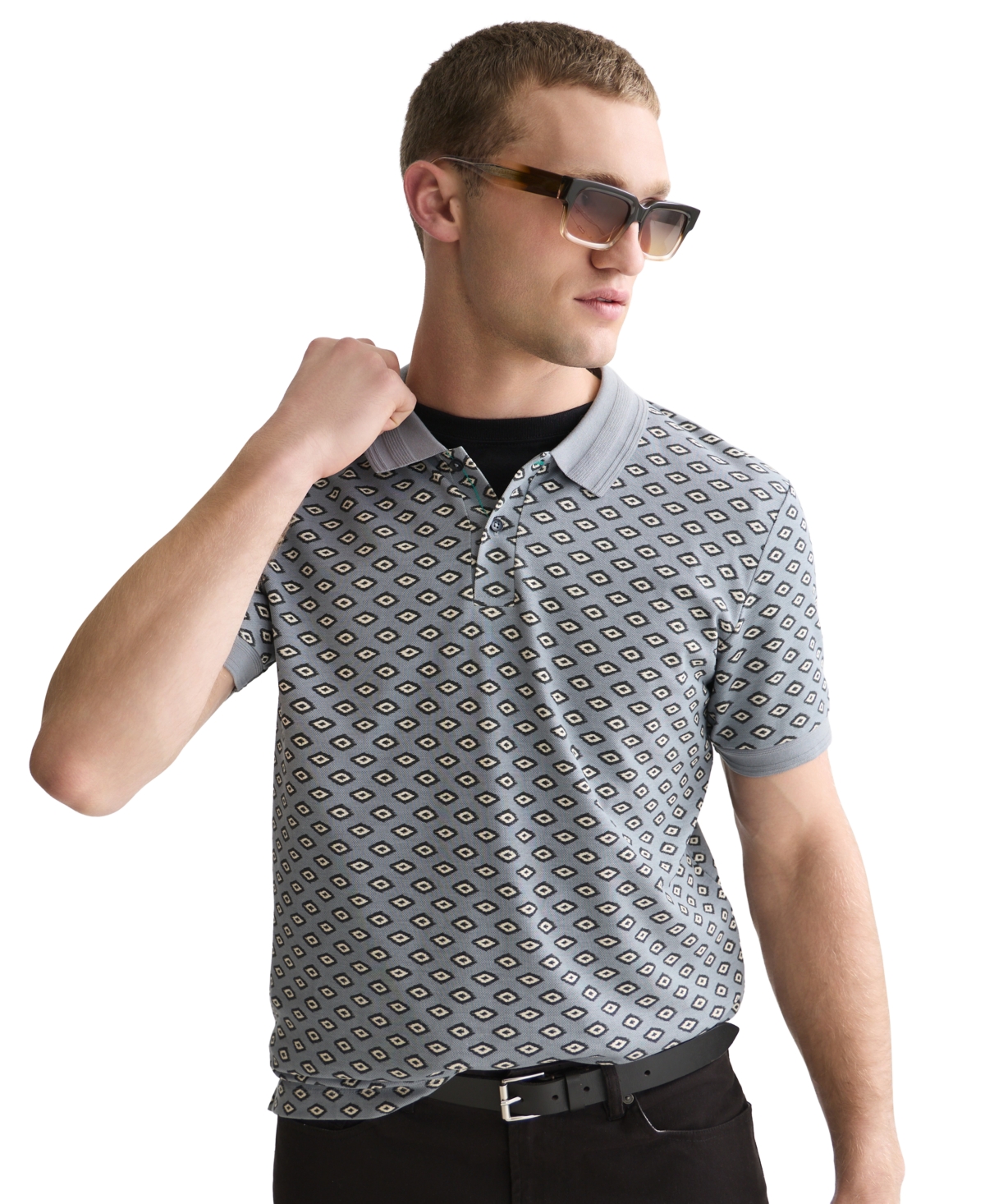 Click here for Scotch & Soda Mens Geo Print Short-Sleeve Polo Shi... prices