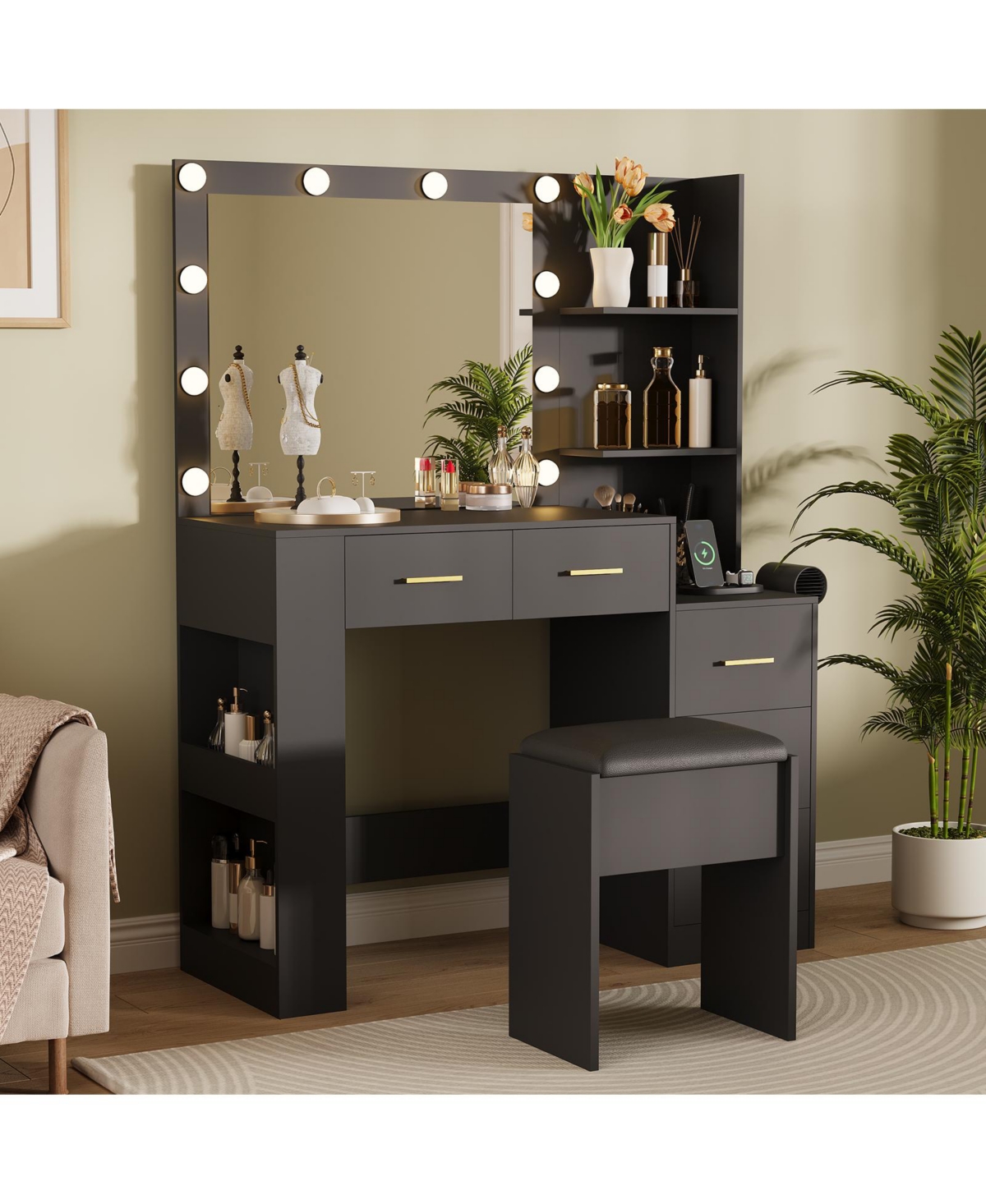 Click here for gaomon 41 Large Makeup Vanity Desk with 10-Bulb Mi... prices