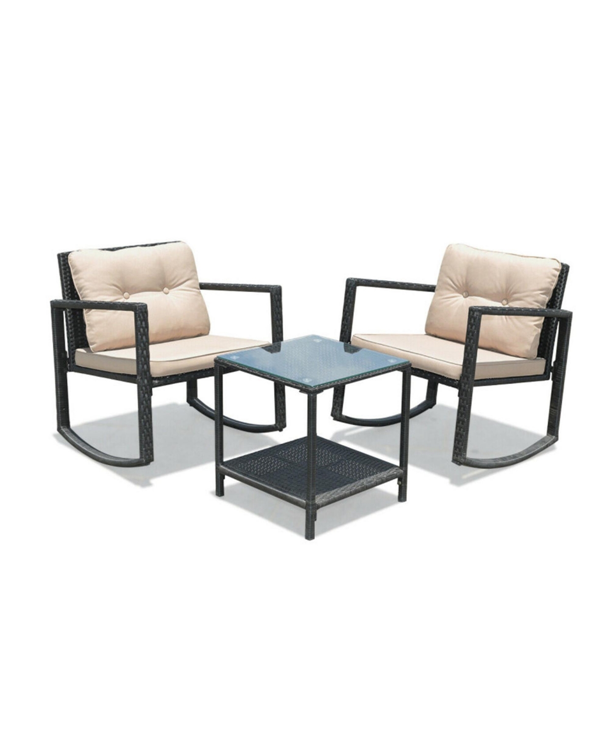 Click here for Clihome 3 Pieces Patio Rattan Furniture Set with R... prices