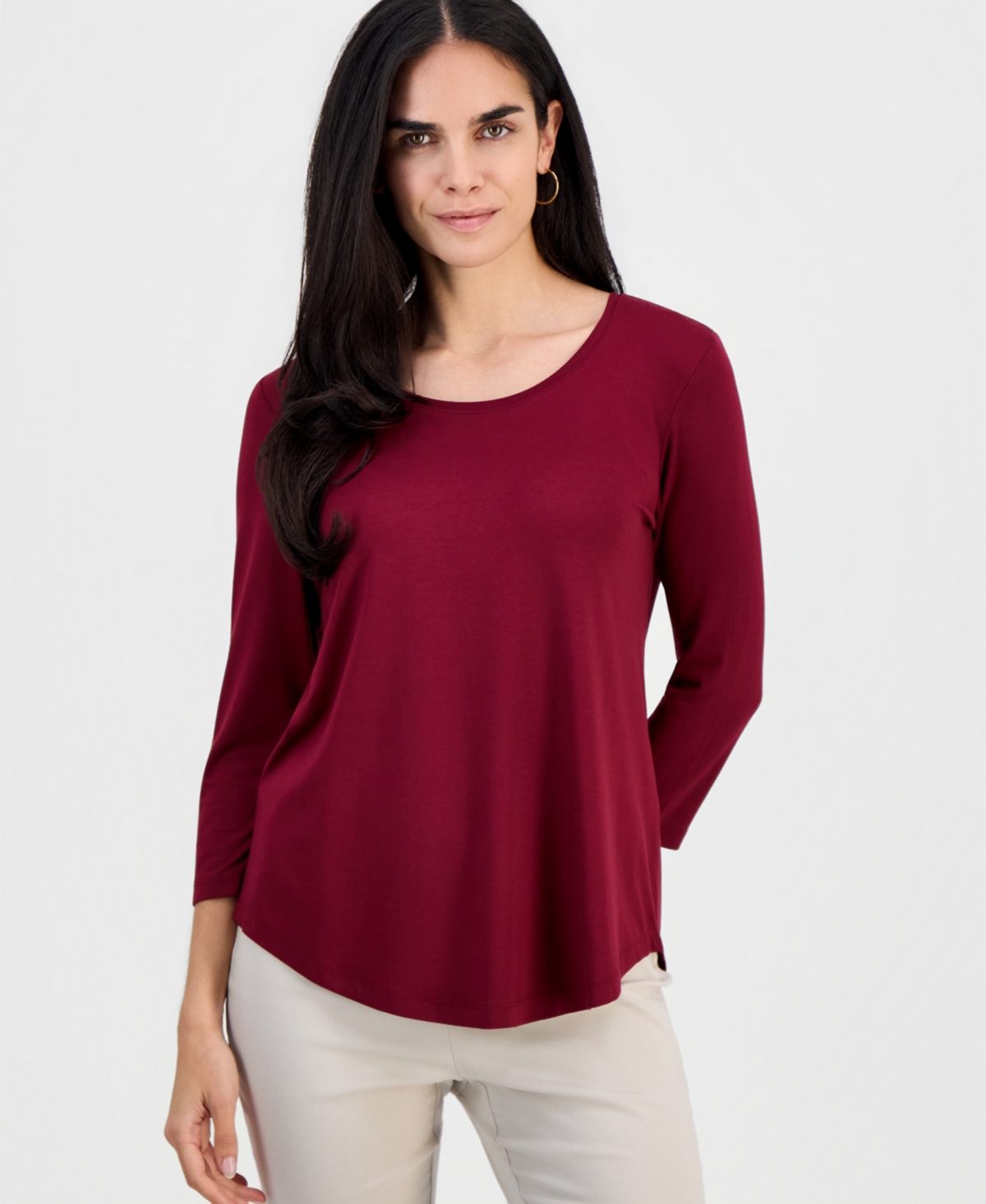 Click here for Jm Collection Petite 3/4-Sleeve Scoop Neck Top  Ex... prices