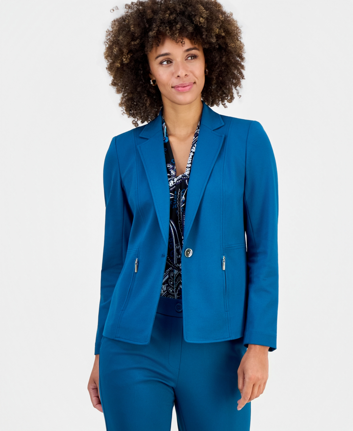 Click here for Kasper Womens Notch-Collar Single-Button Jacket -... prices