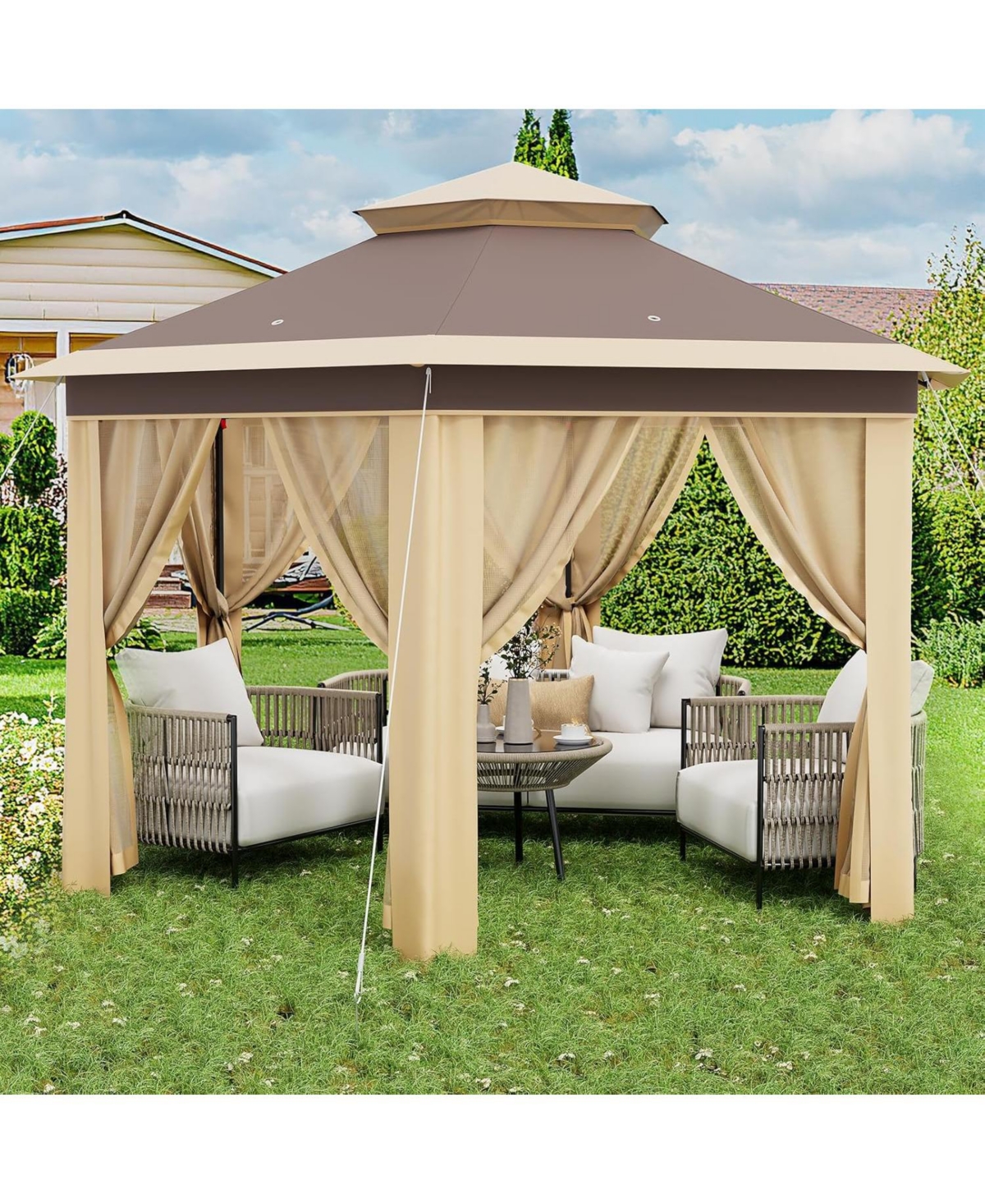 Click here for gaomon 13 x 13 Hexagonal Gazebo Canopy Shelter wit... prices