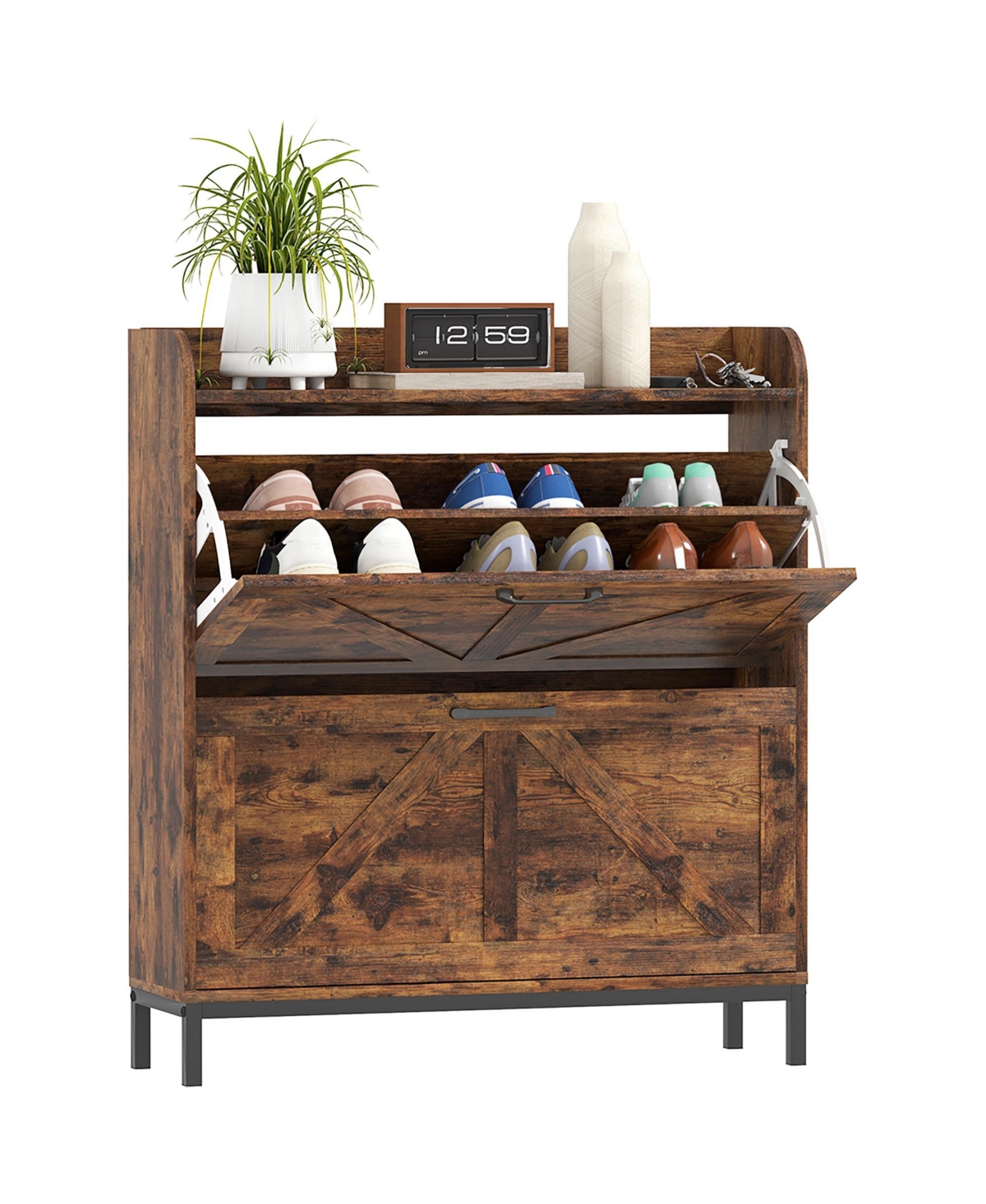 Click here for Homcom Narrow Shoe Cabinet  Farmhouse Shoe Storage... prices
