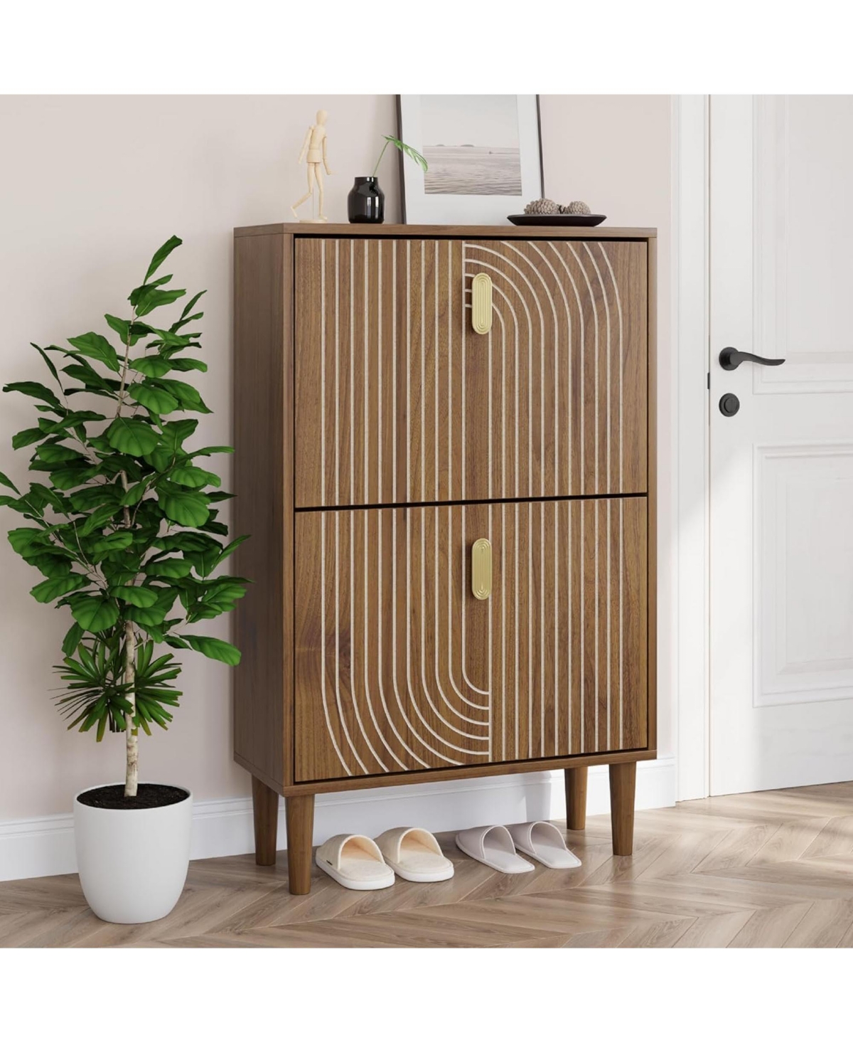 Click here for Rainsken Shoe Storage Cabinet  Walnut Hidden Shoe... prices