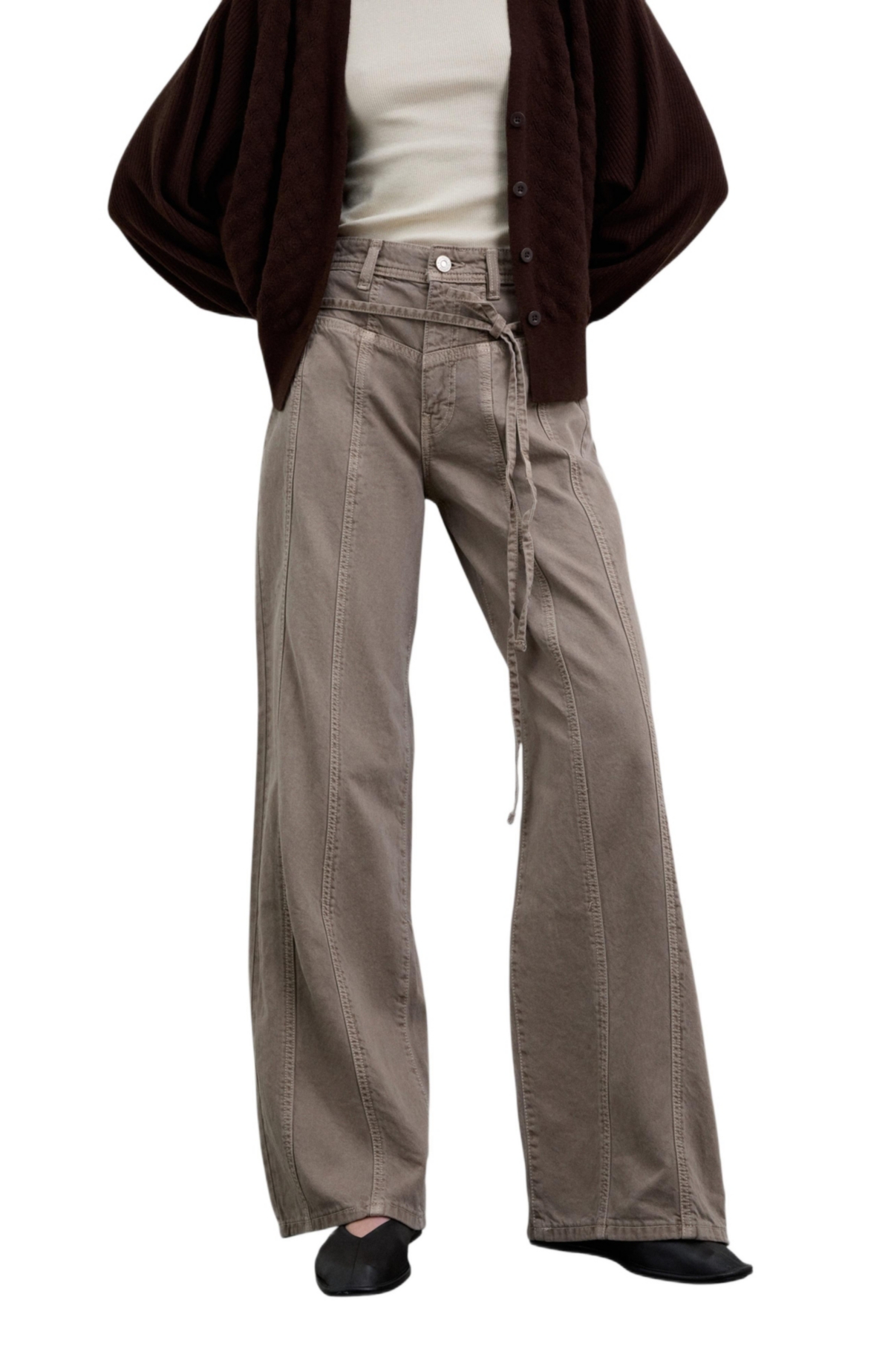 Click here for Scalpers Womens Jeans Waist Detail - Taupe prices