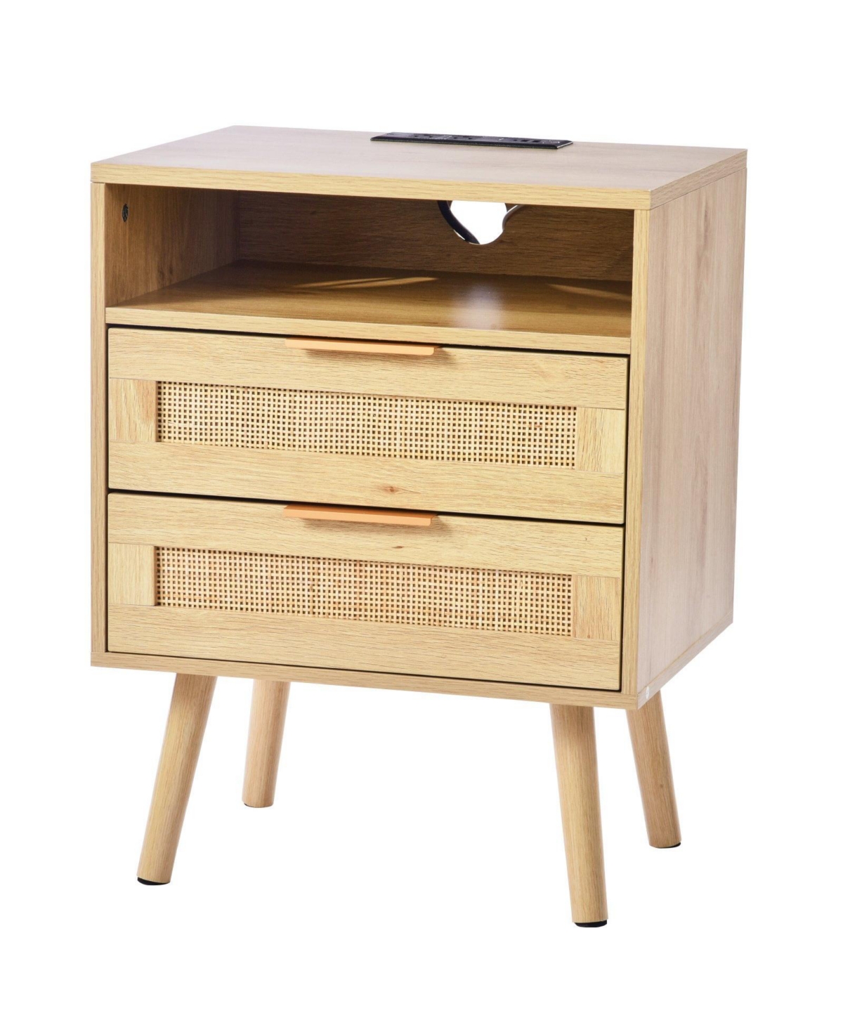 Click here for Gouun Rattan Boho Nightstand with Open Shelf and 2... prices