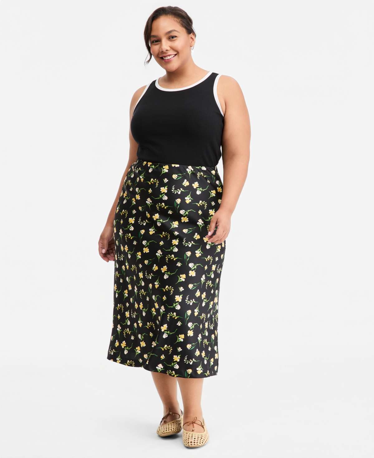 Click here for On 34th Trendy Plus Size Floral Midi Slip Skirt  M... prices