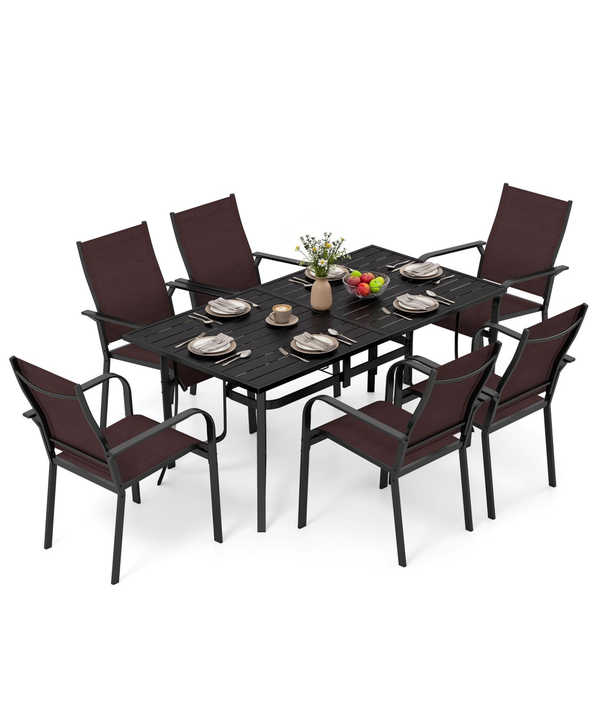 Click here for Gymax 7PCS Patio Dining Set for 6 Metal Table w/Um... prices