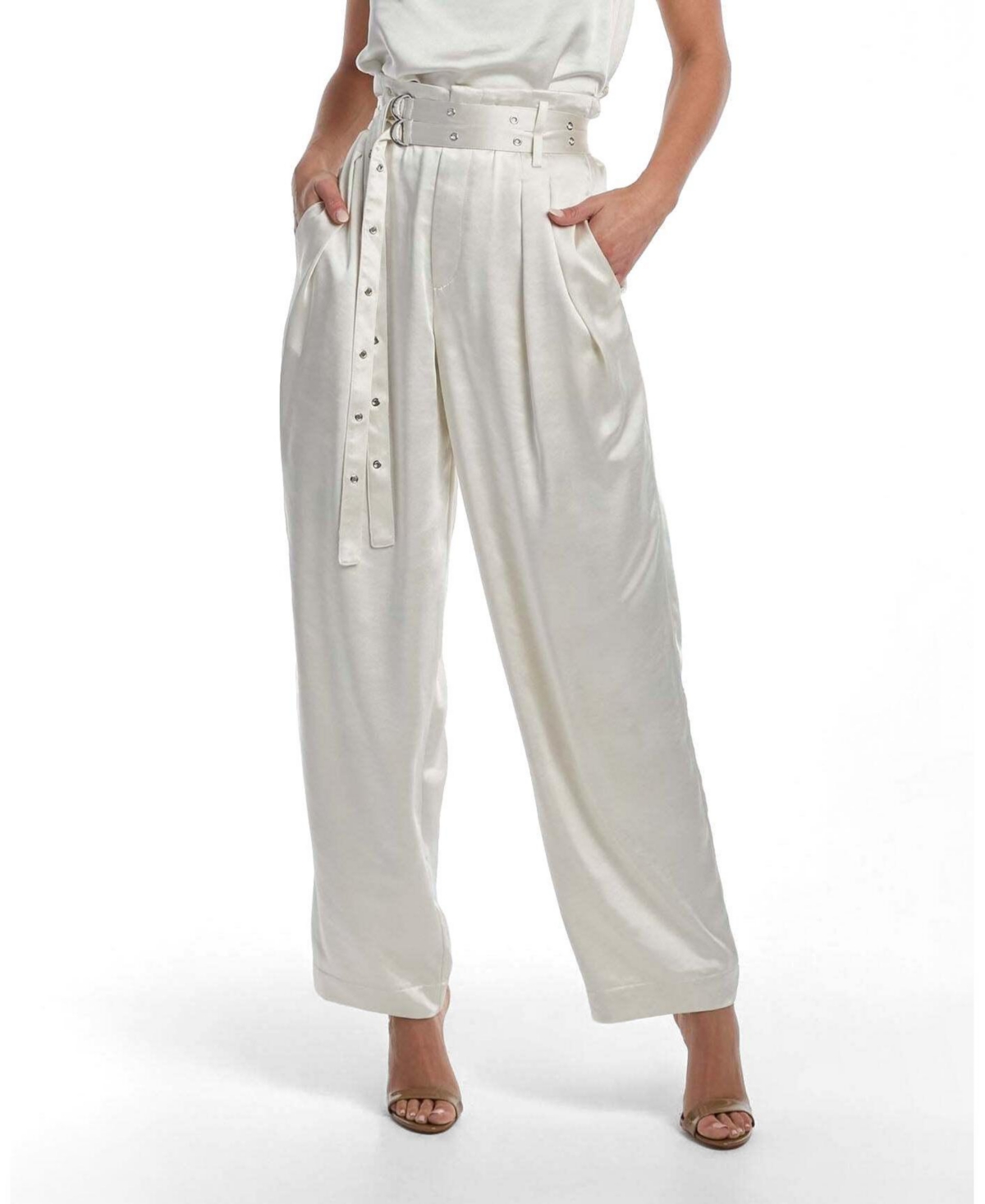 Click here for The Noli Shop Womens Kora Double Belted Satin Pant... prices
