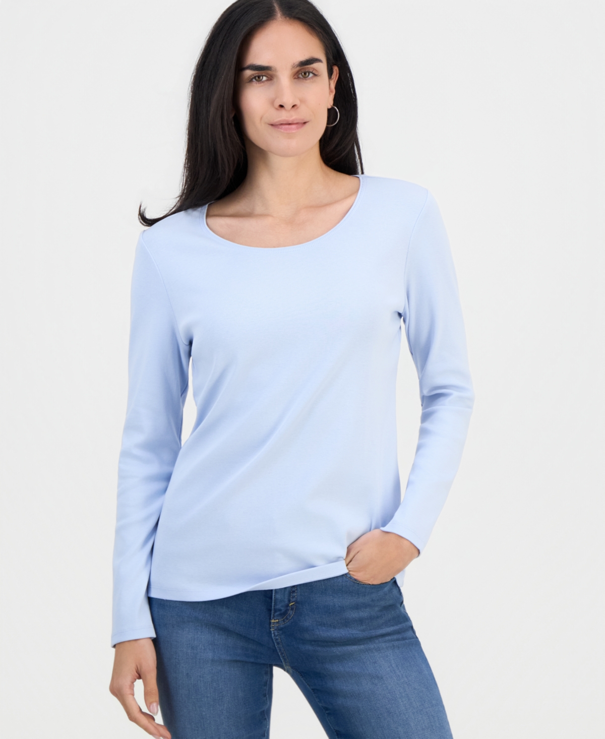 Click here for Style & Co Petite Scoop-Neck Long-Sleeve Cotton To... prices