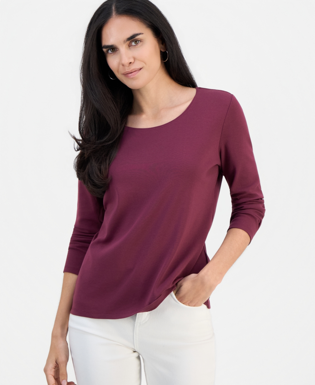 Click here for Style & Co Petite Scoop-Neck Long-Sleeve Cotton To... prices