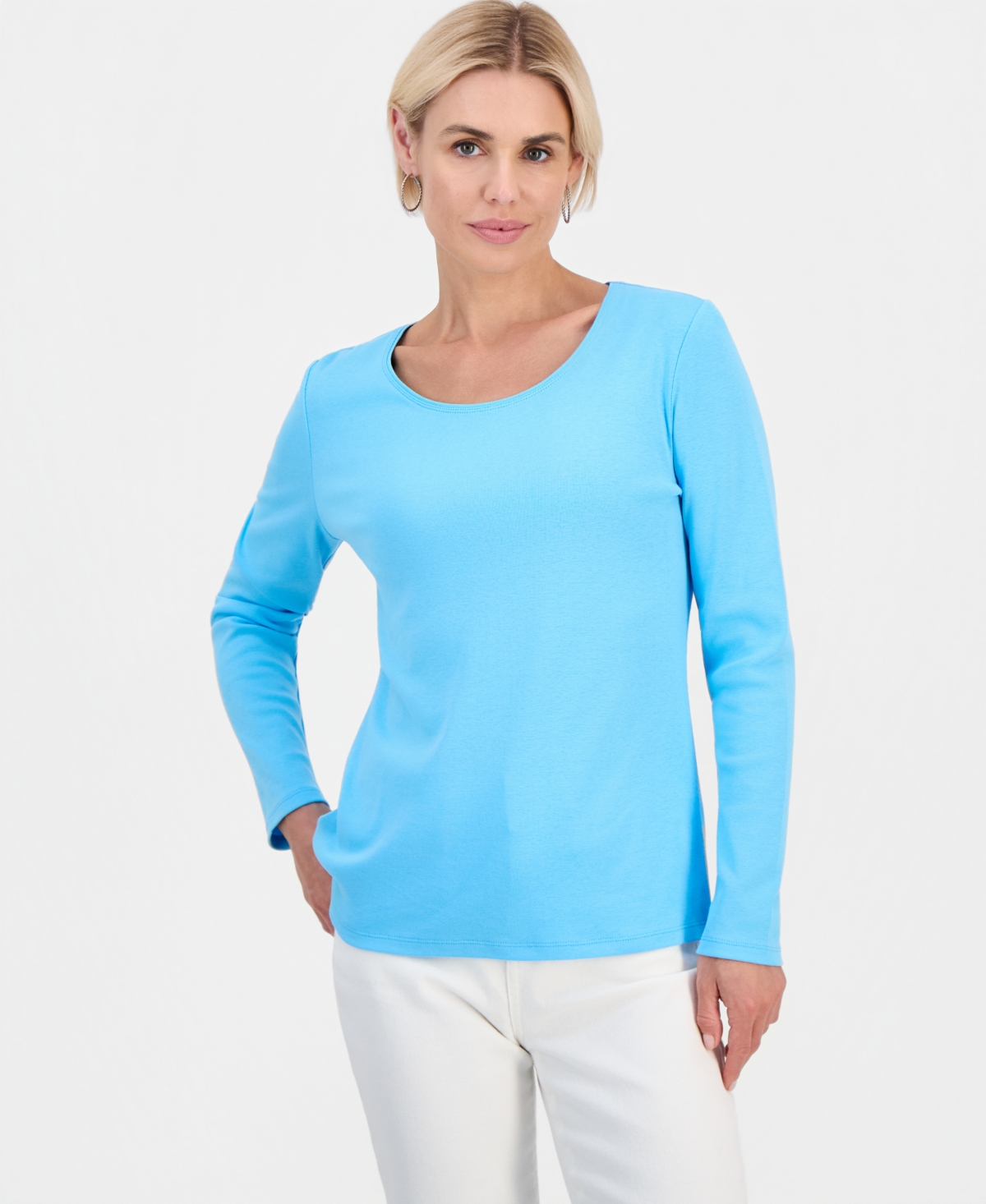 Click here for Style & Co Petite Scoop-Neck Long-Sleeve Cotton To... prices